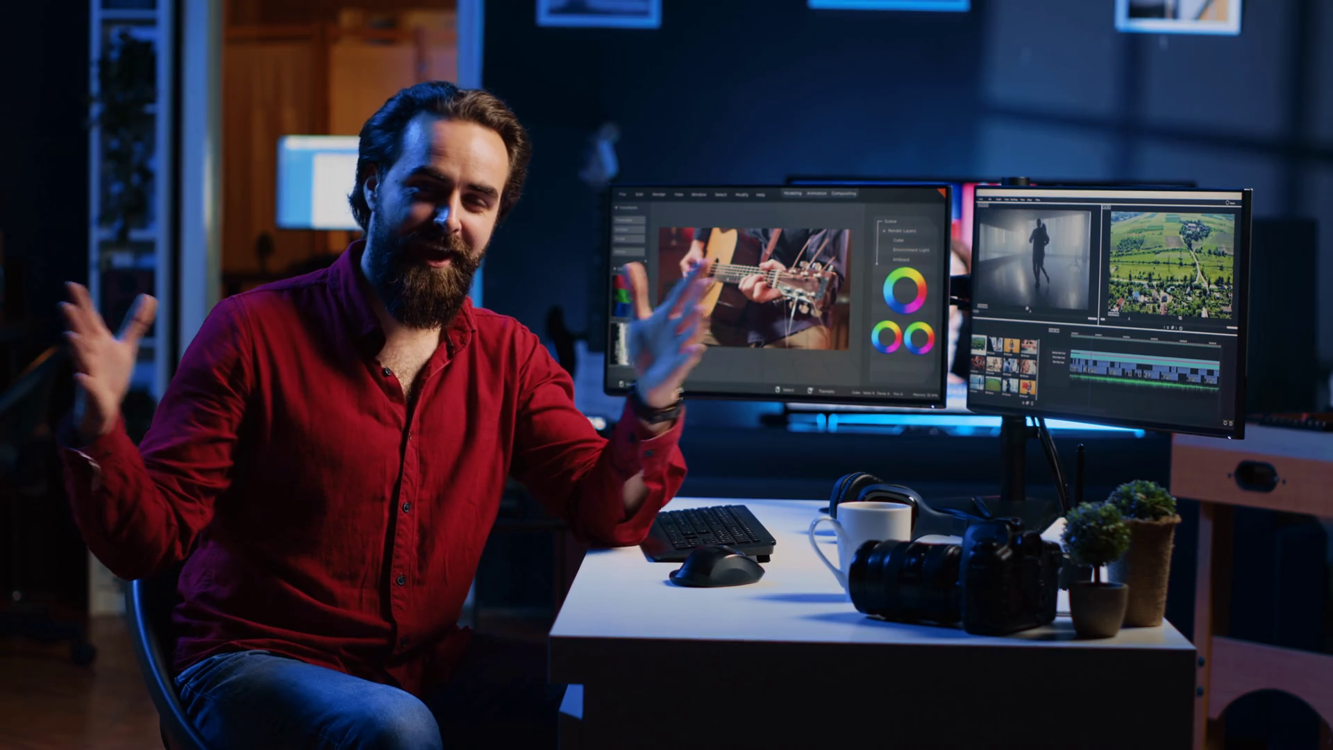 Videographer Teaching Internet Viewers To Stock Footage SBV-348711336 ...