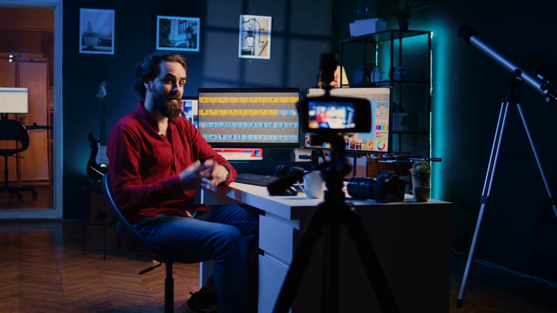 Photographer Filming Online Tutorial Niche Stock Footage SBV-348711289 ...