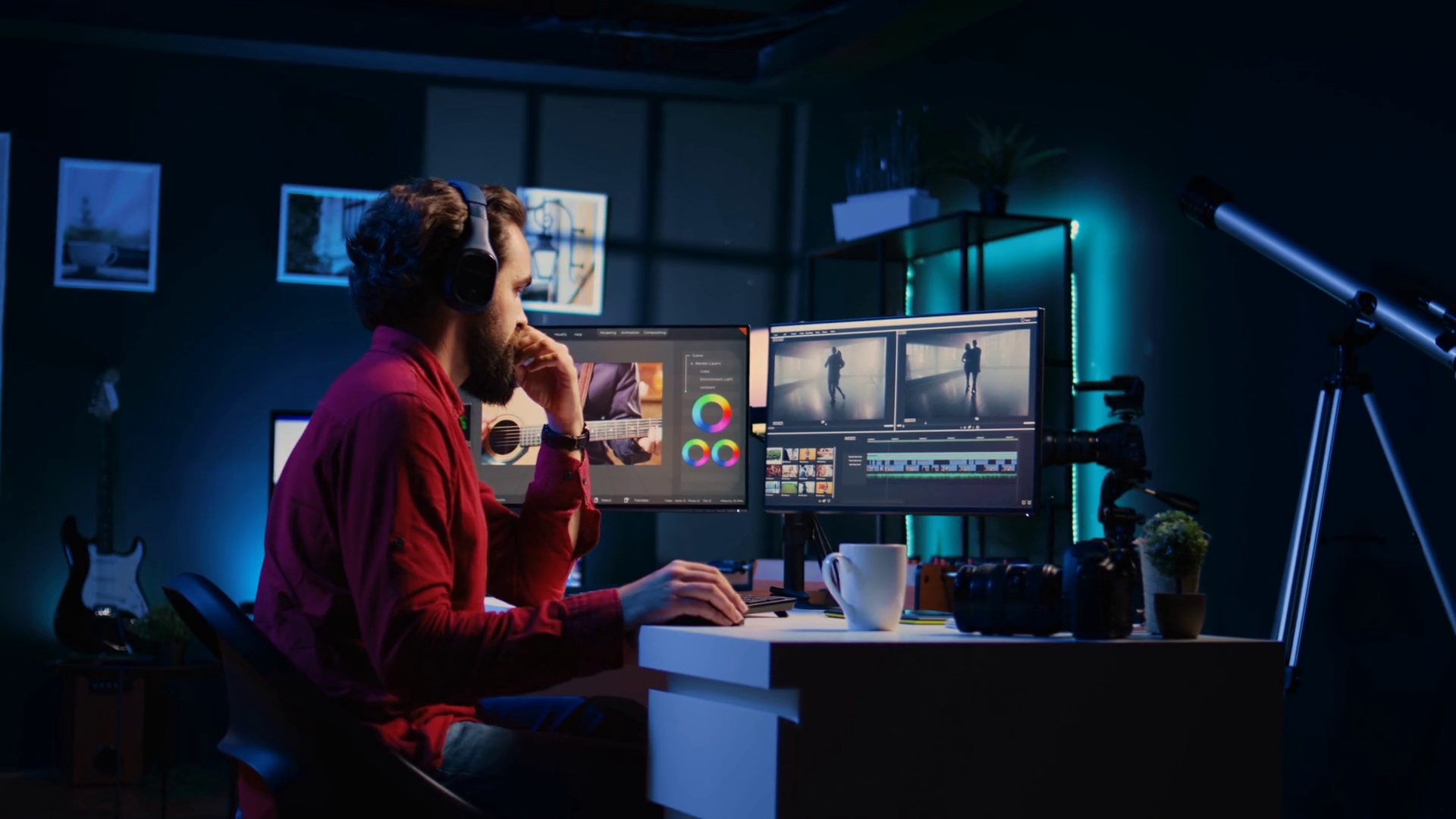 Video Editor Adds Sound Effects To Filmed Stock Footage SBV-348707686 ...