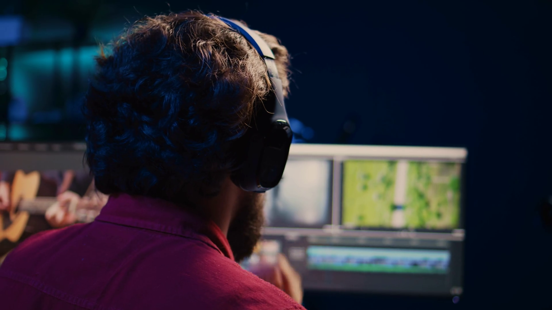 Video Editor Polishing Raw Footage Applying Stock Footage SBV-348711085 ...