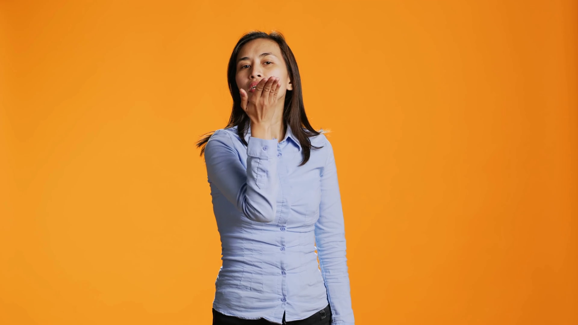 Flirty Asian Person Blowing Air Kisses In Stock Footage Sbv 348709197
