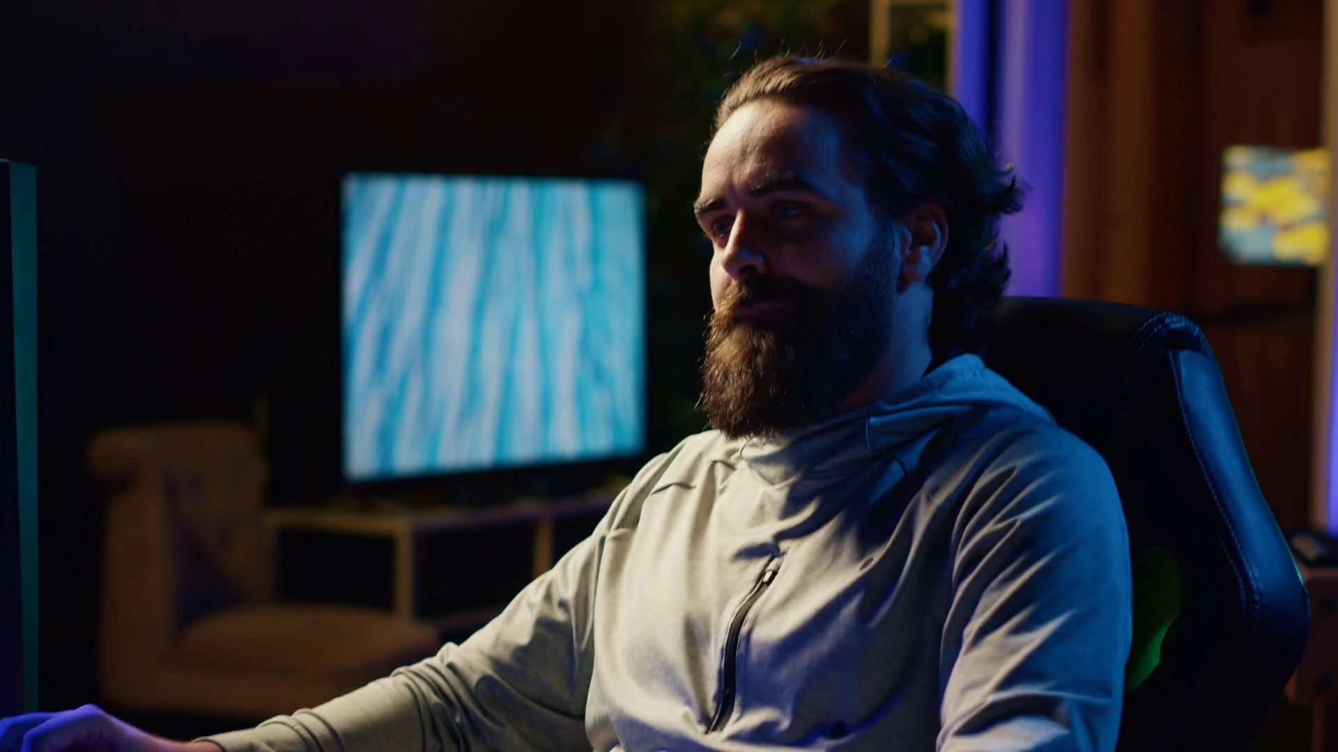 Streamer In Neon Illuminated Apartment Stock Footage SBV-348762458 ...