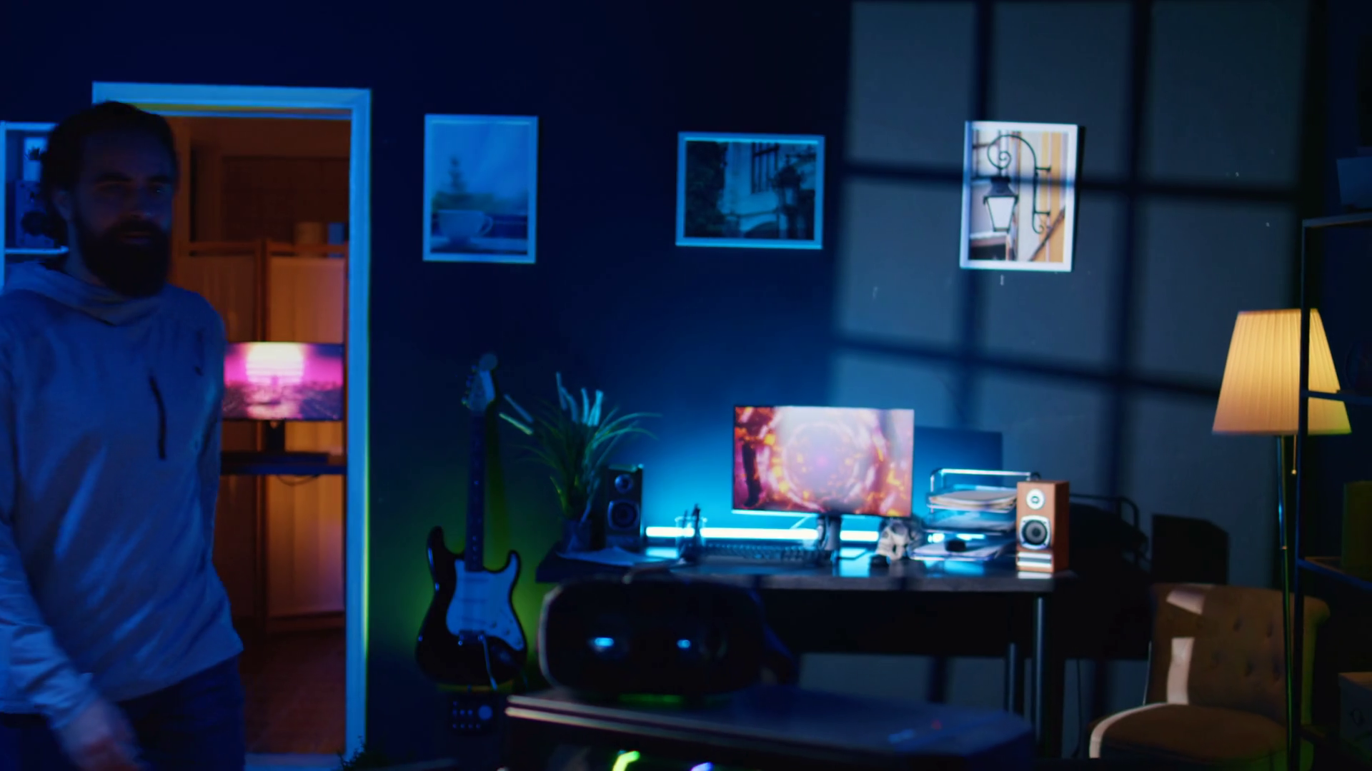 Man Powering Up Computer To Play Videogames Stock Footage SBV-348777077 ...