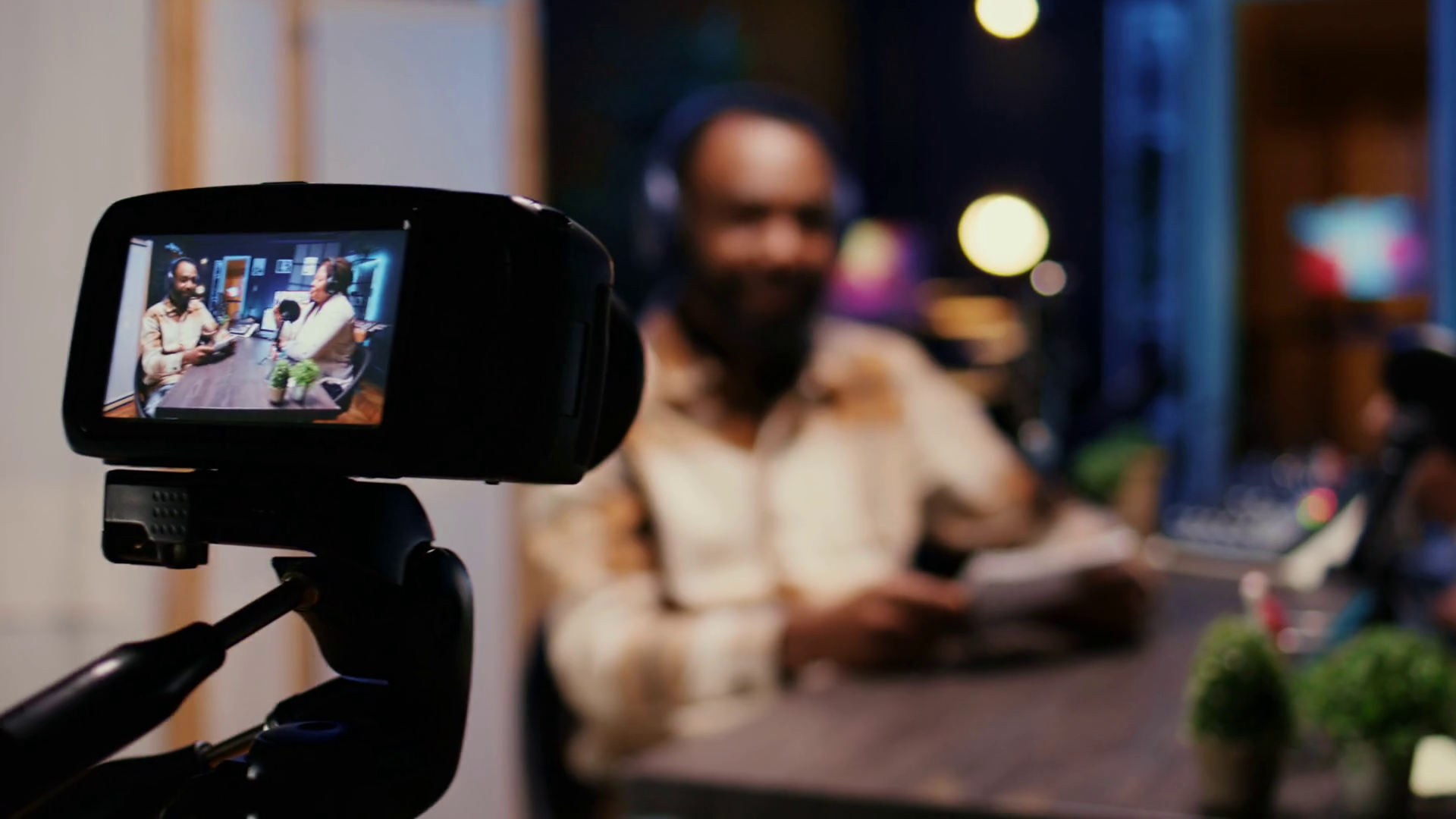 Show Host Talking With Guest In Studio Stock Footage SBV-348765519 ...