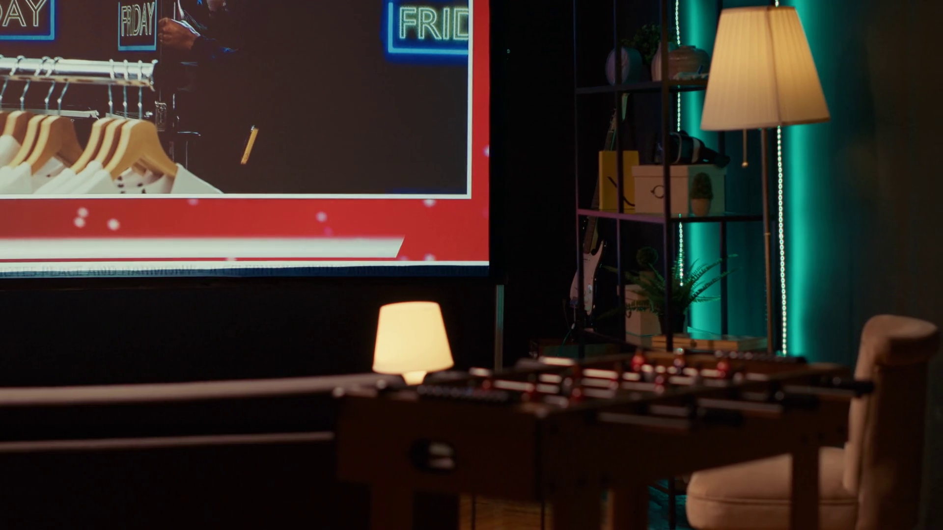 Dimly Lit Living Room Built Home Theatre Stock Footage SBV-348810403 ...