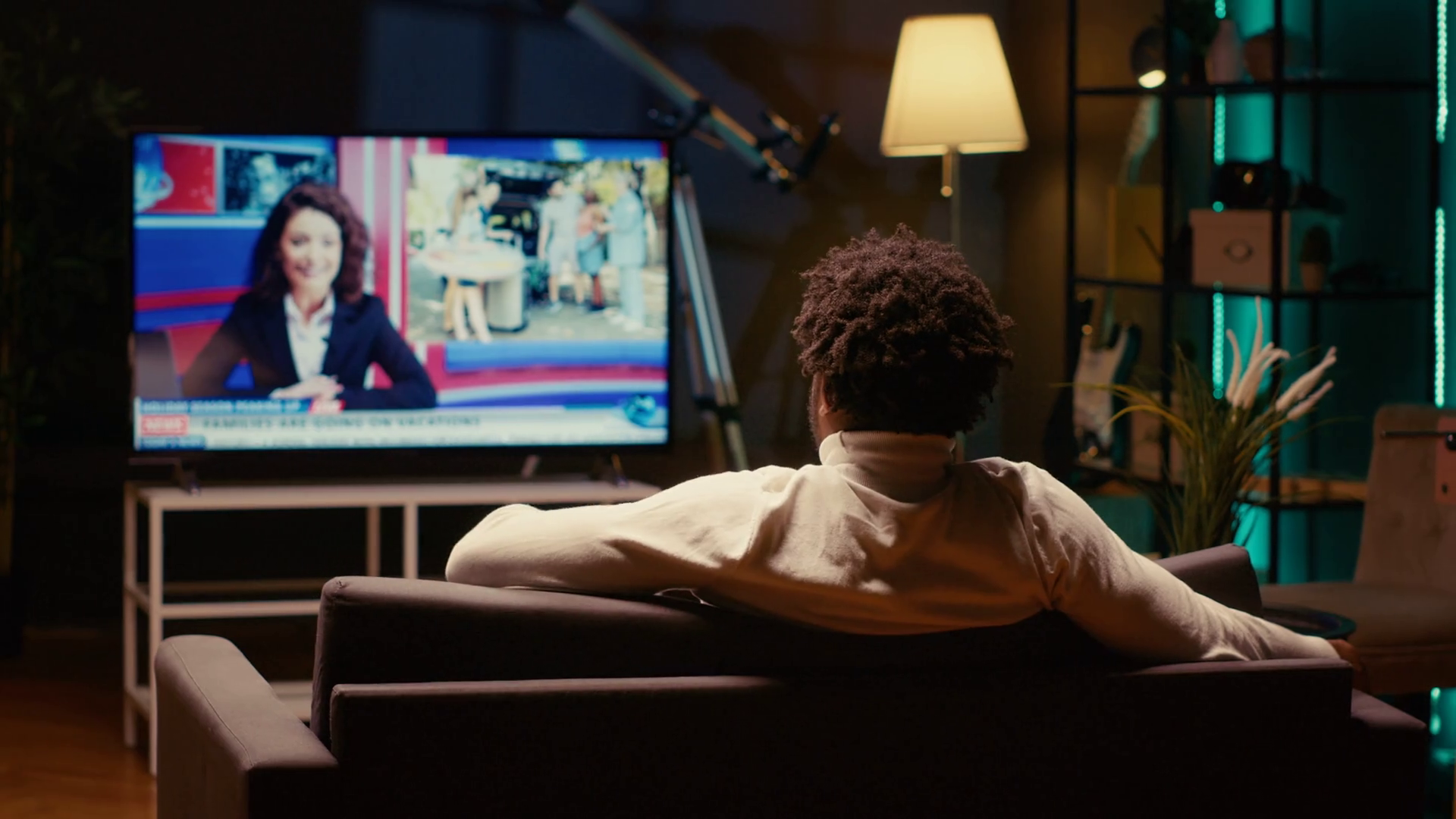 Man Watching Tv Late At Night Informing On Stock Footage SBV-348814305 ...