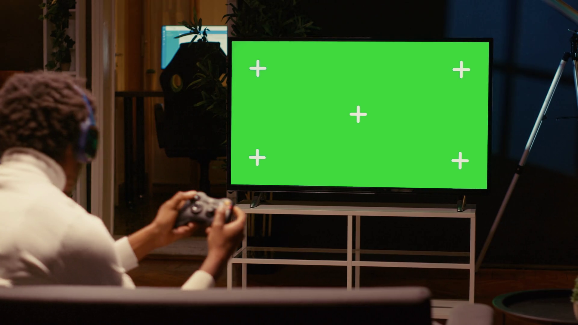 Man In Dimly Lit Apartment Playing Video Stock Footage SBV-348777308 ...