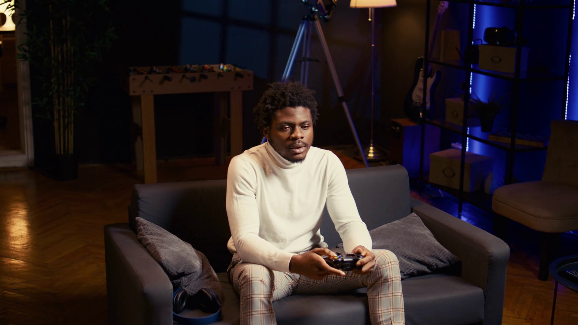 Disappointed African American Gamer Raging Stock Footage SBV-348777438 ...