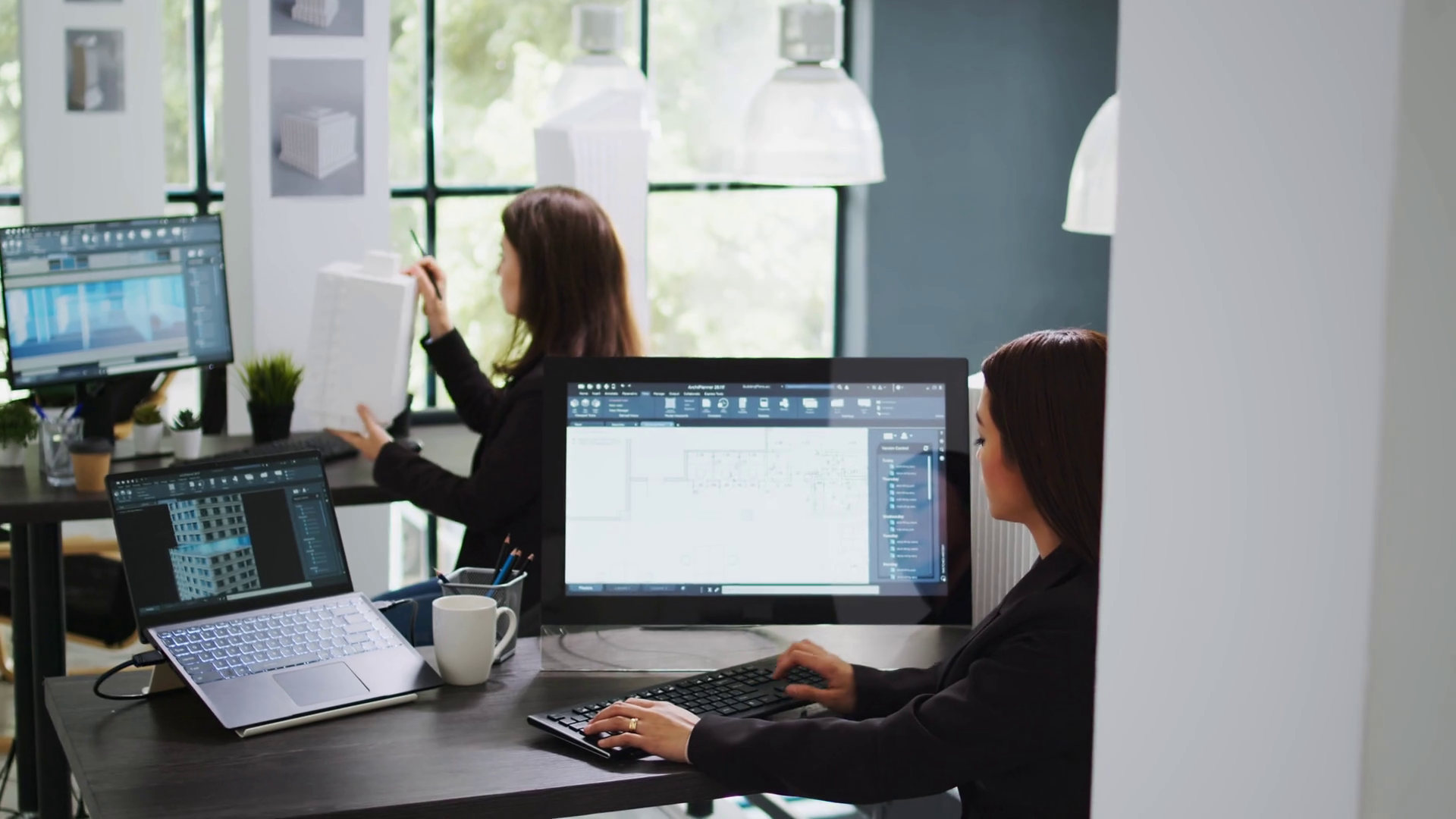 Engineering Designer Examines Architectural Stock Footage SBV-348811538 ...