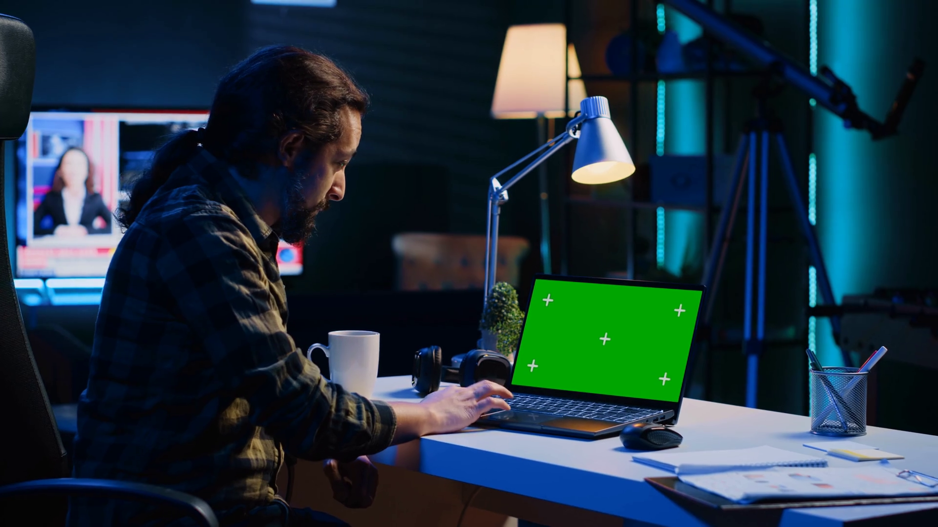 Teleworker In Living Room Office Using Stock Footage SBV-348800512 ...