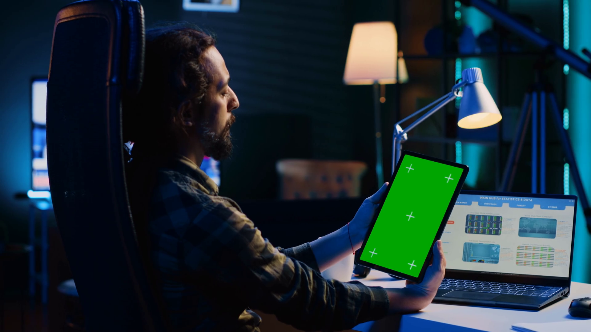 Remotely Working Man In Home Office Checks Stock Footage SBV-348801513 ...