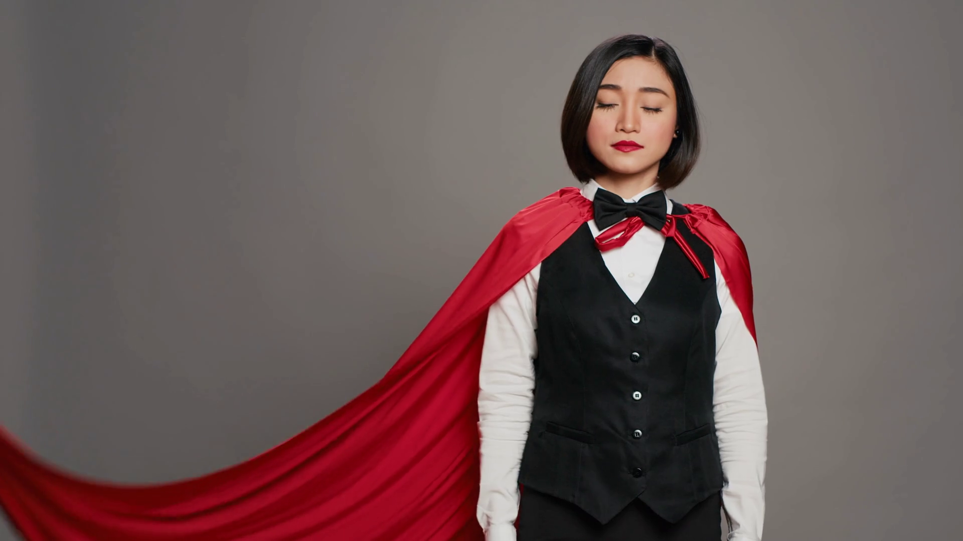 Asian Receptionist Posing With Red Super Stock Footage SBV-348853176 ...