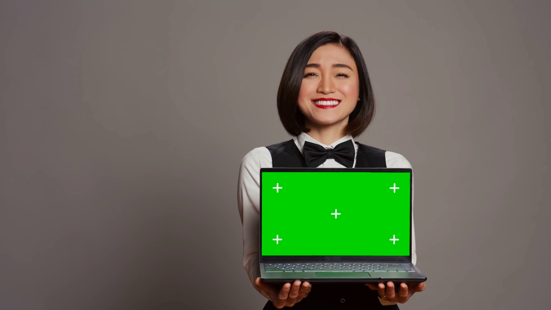 Receptionist Showing Greenscreen Display On Stock Footage SBV-348833469 ...