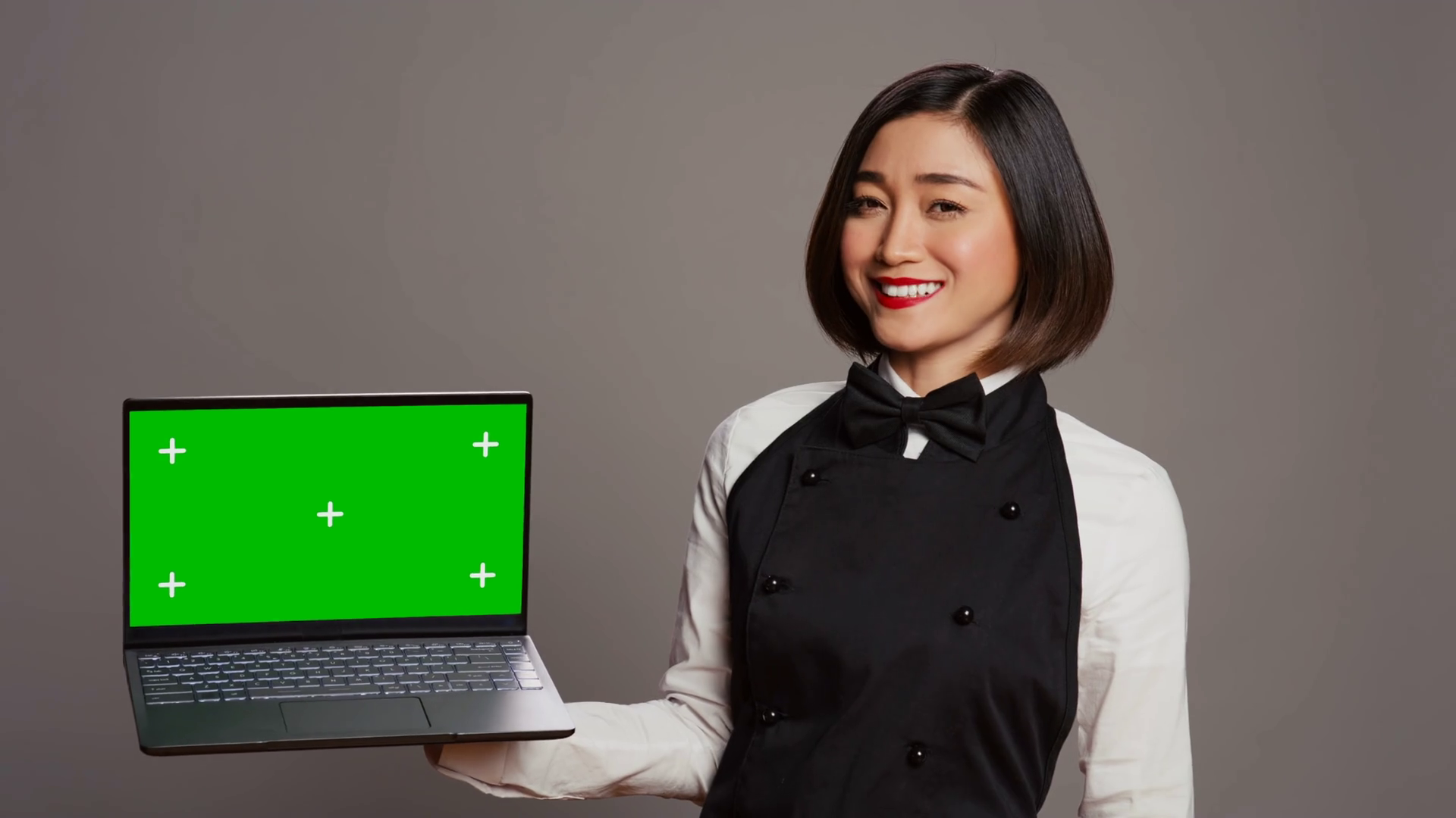 Restaurant Employee Pointing At Greenscreen Stock Footage SBV-348833559 ...