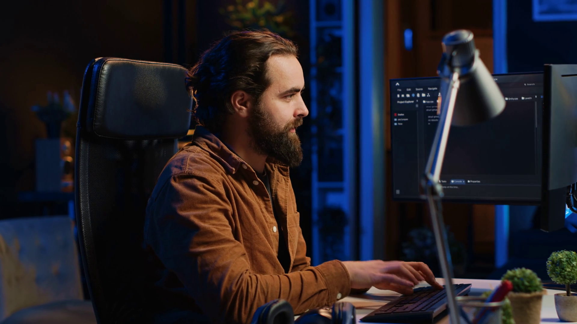 Developer Having Positive Mood Finishing Stock Footage SBV-348841921 ...