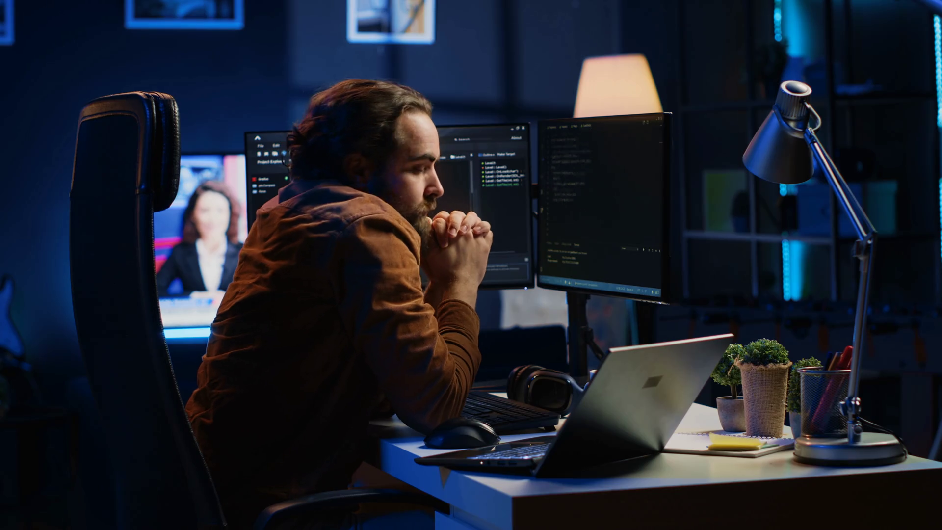 Developer Typing Code In Home Office Using Stock Footage SBV-348841944 ...