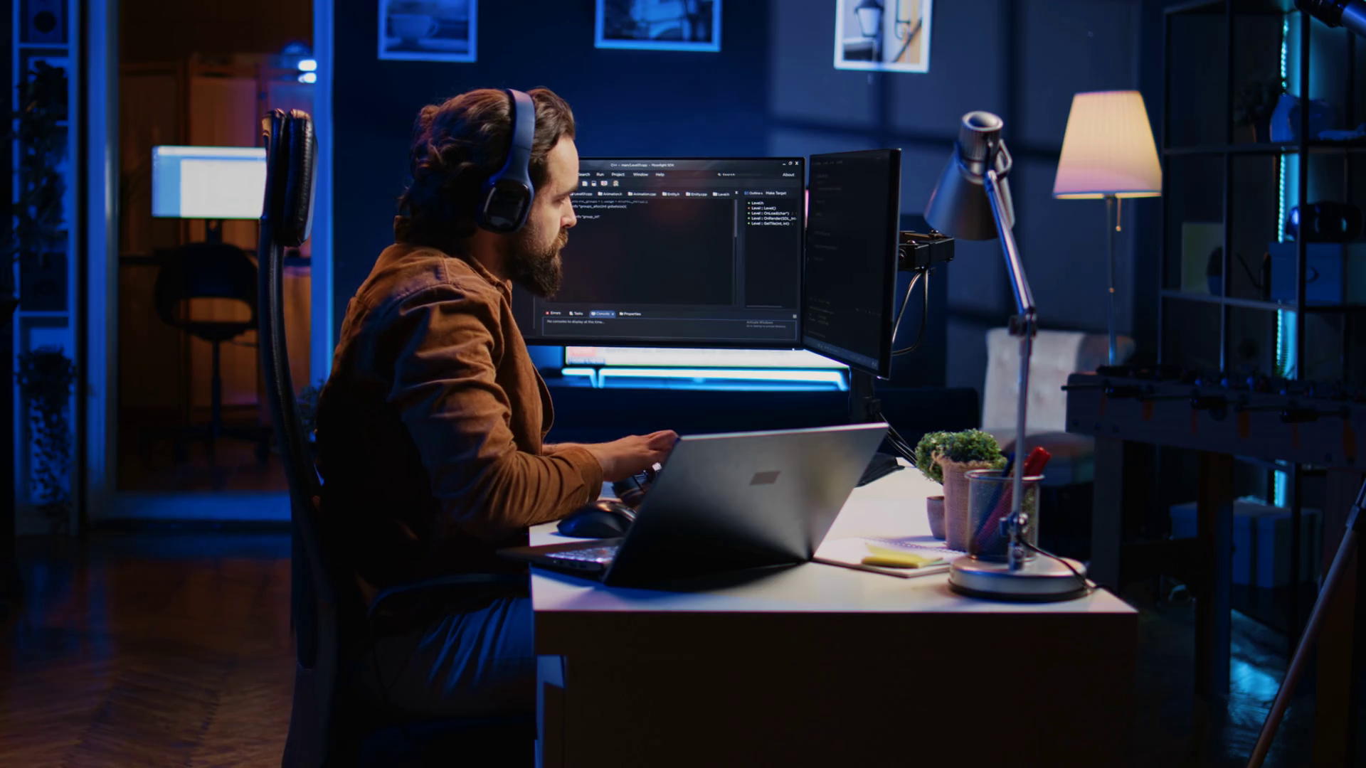 Engineer Typing Code In Apartment Office Stock Footage SBV-348844974 ...