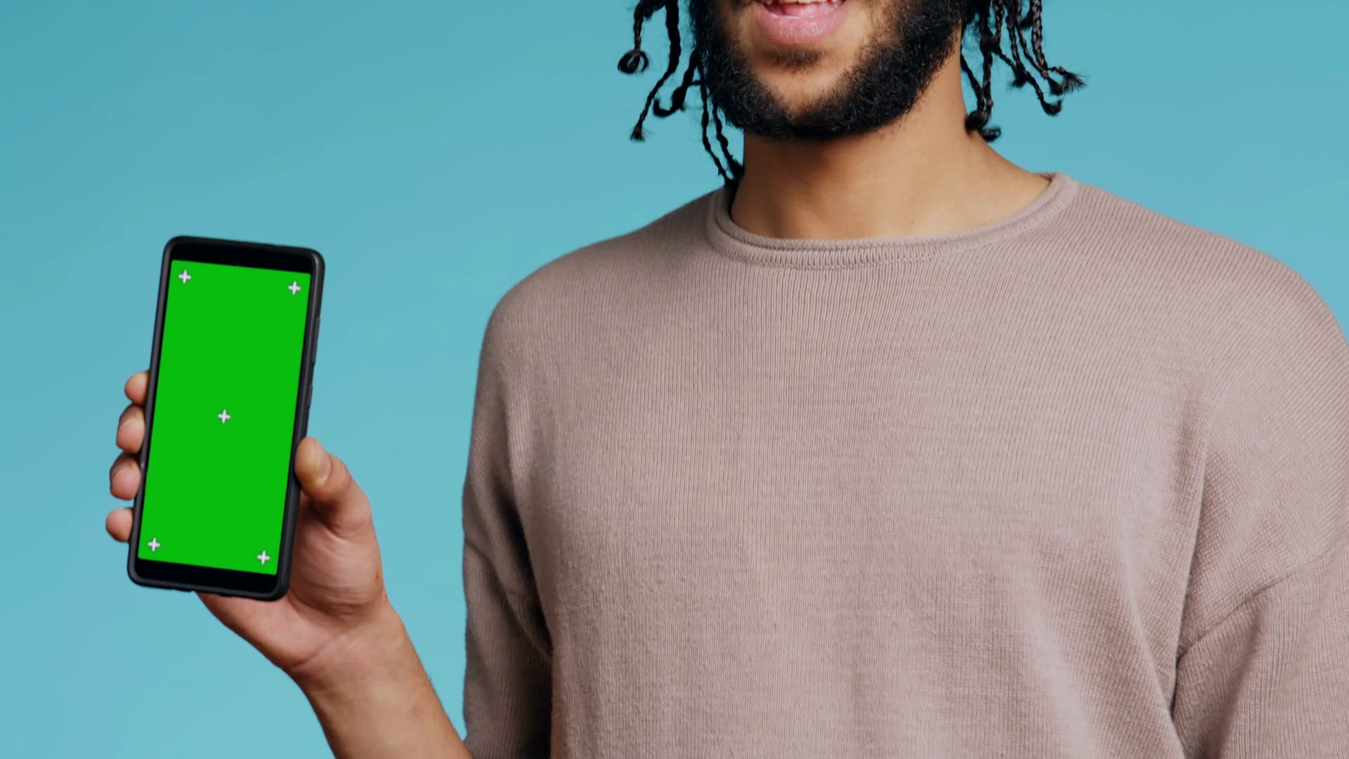 Happy Man Pointing Towards Green Screen Stock Footage SBV-348849359 ...