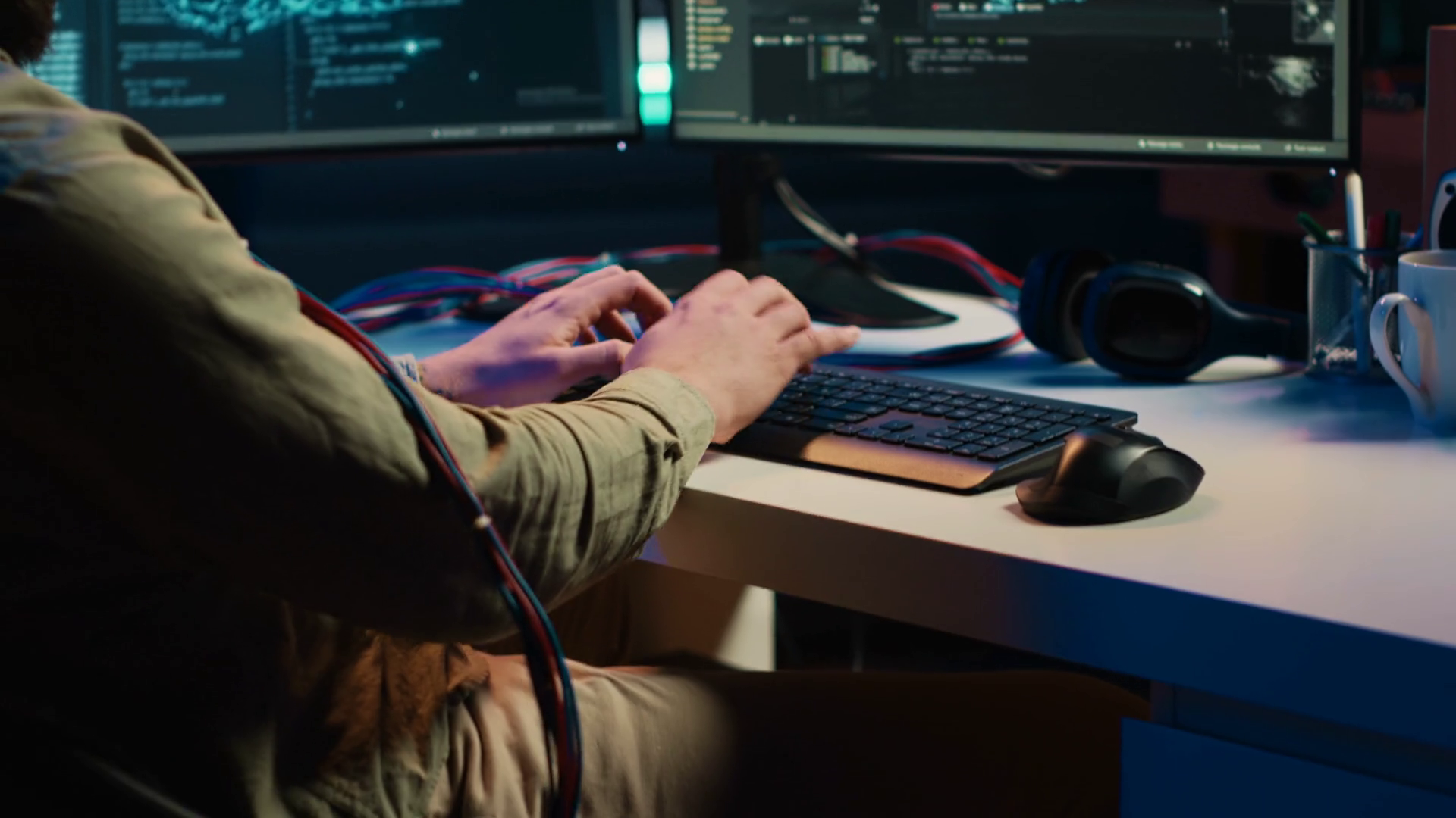 Developer Using Eeg Headset Device To Upload Stock Footage SBV ...