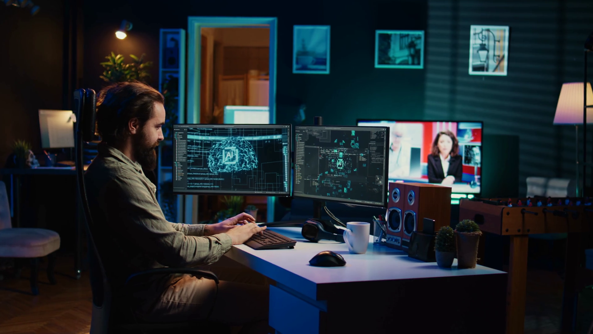 Self Aware Ai Gaining Anthropomorphic Form Stock Footage SBV-348879064 ...