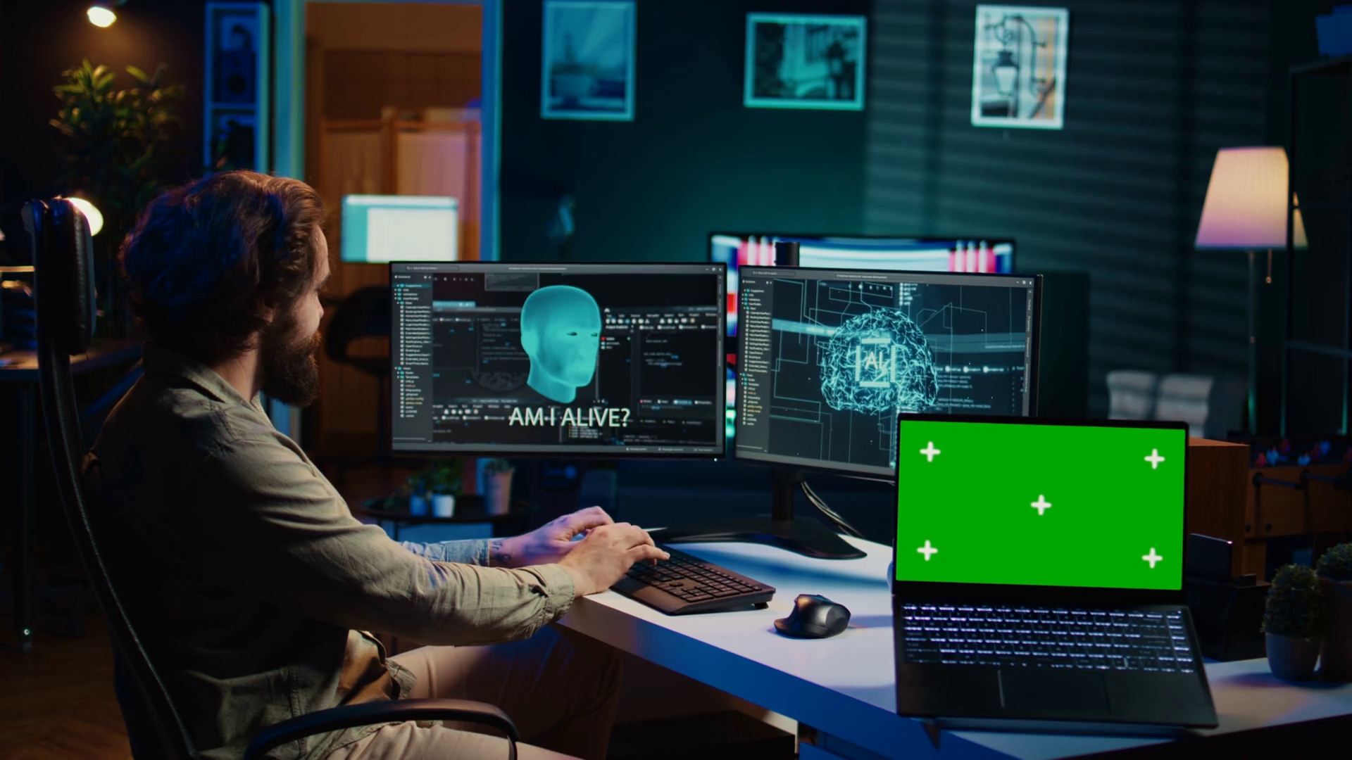 Ai Becoming Sentient Chatting With Computer Stock Footage SBV-348876231 ...