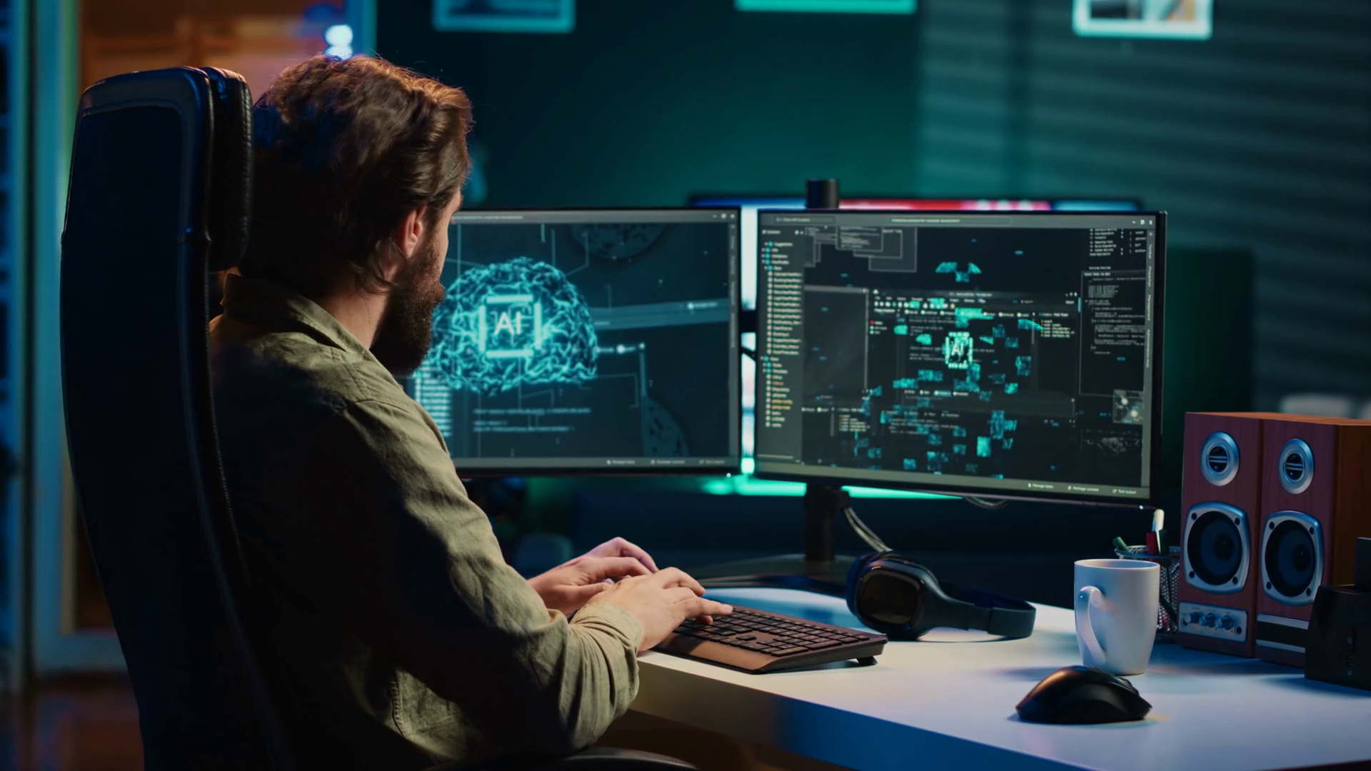 Self Aware Ai Gaining Anthropomorphic Form Stock Footage SBV-348876393 ...