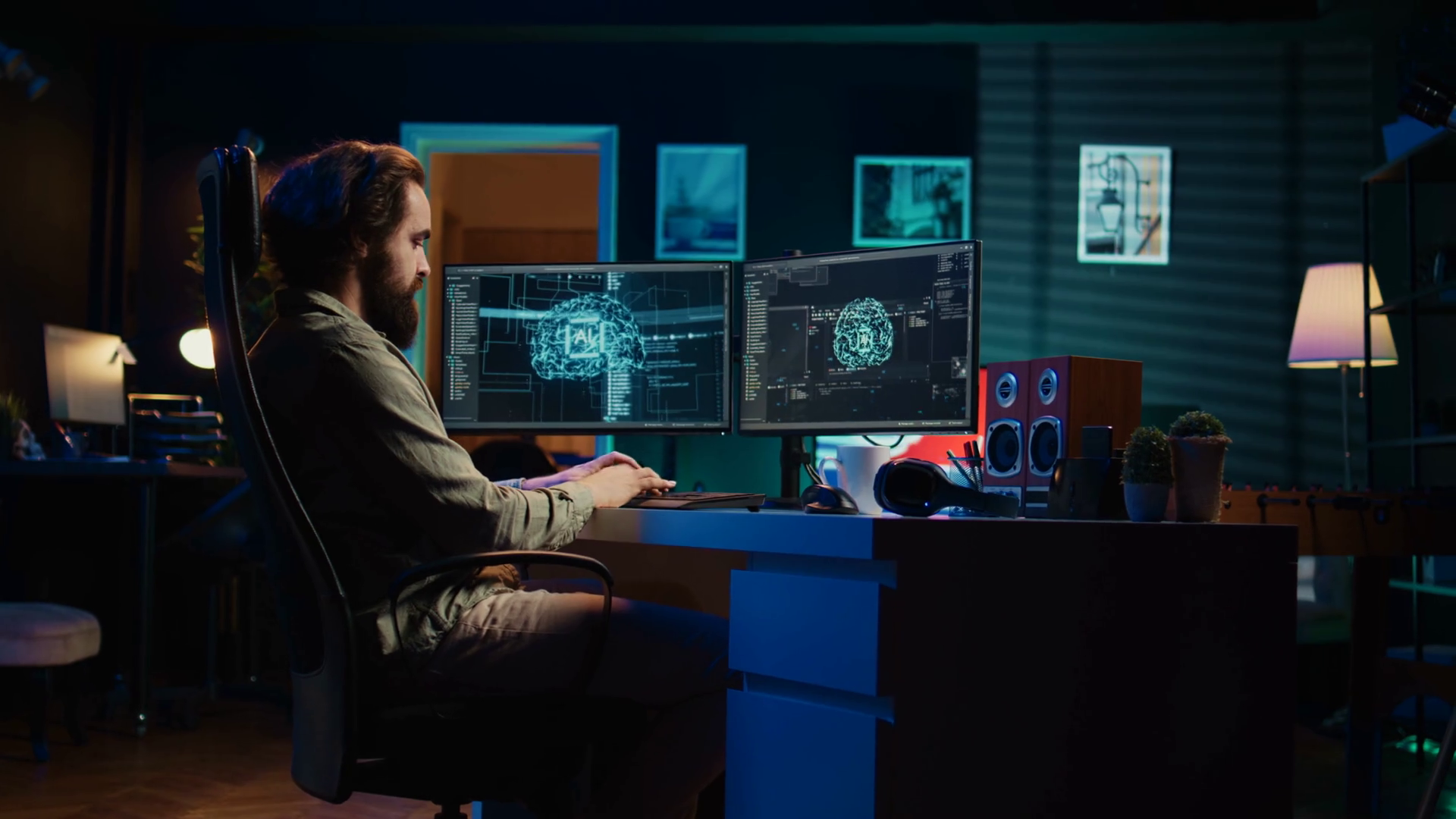 Pleased Programmer Proud Of Making Sentient Stock Footage SBV-348879207 ...