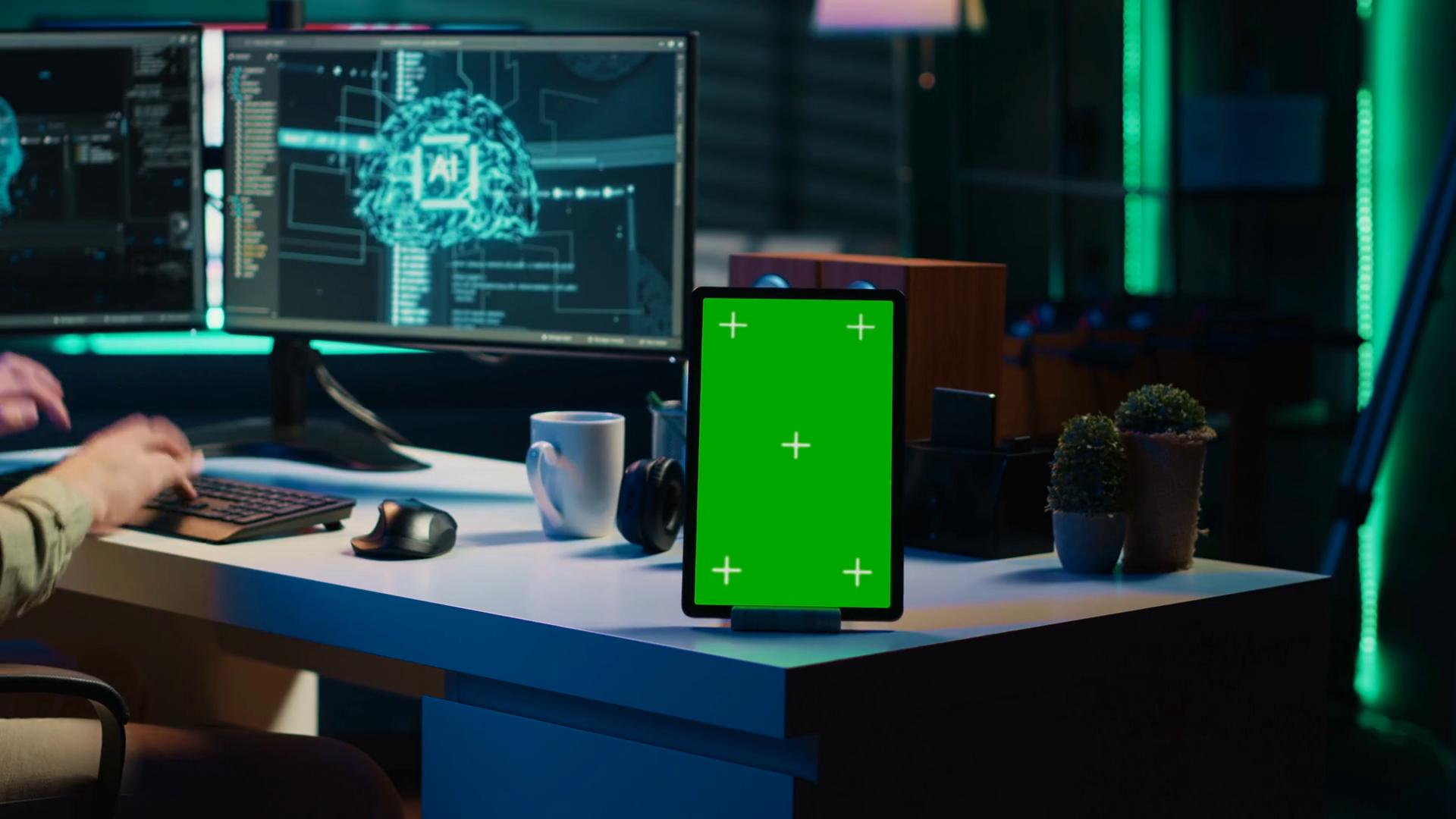 Focus On Isolated Screen Tablet Next To Stock Footage SBV-348876413 ...