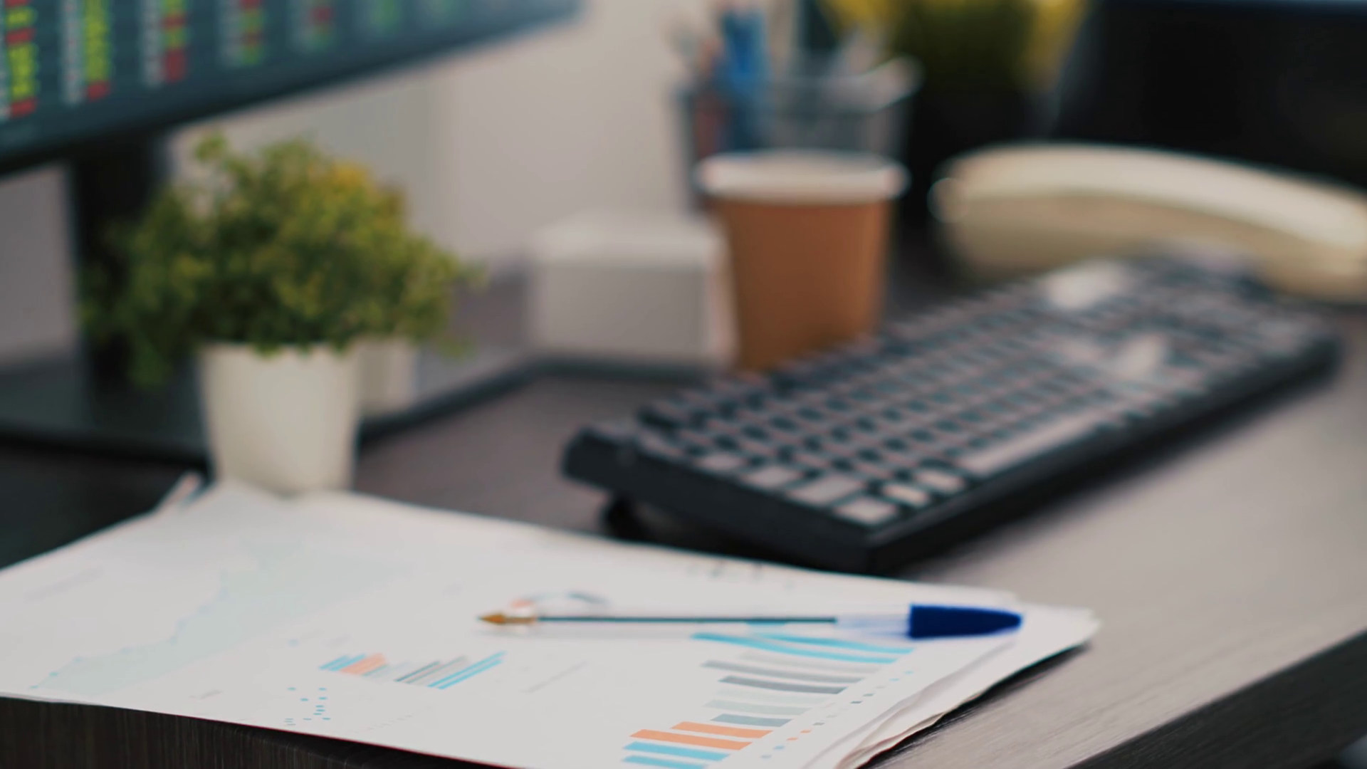 Cup Of Coffee Paperwork On Office Desk Stock Footage SBV-348891094 ...