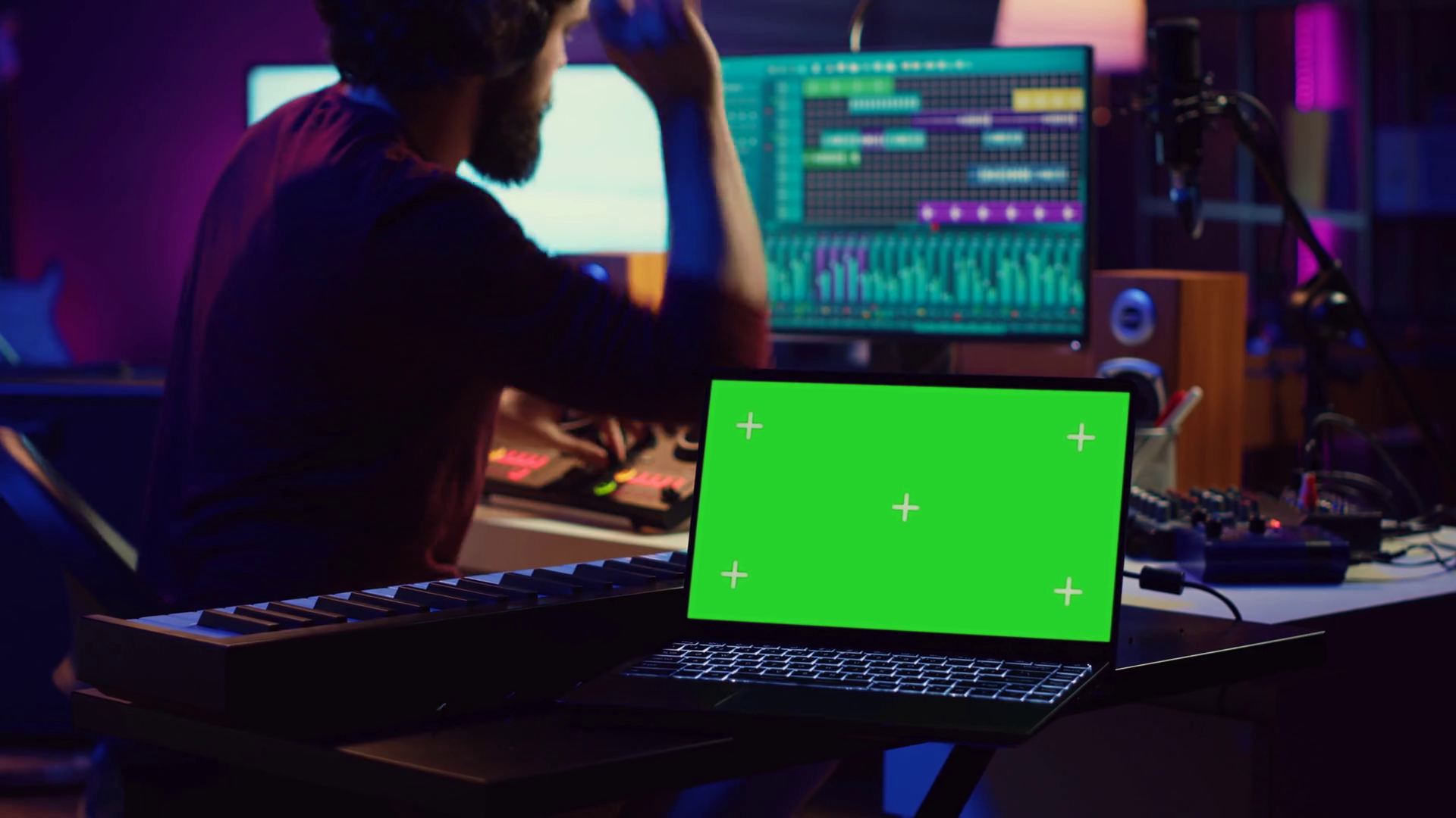 Music Engineer Editing Audio Recordings On Stock Footage SBV-348900581 ...