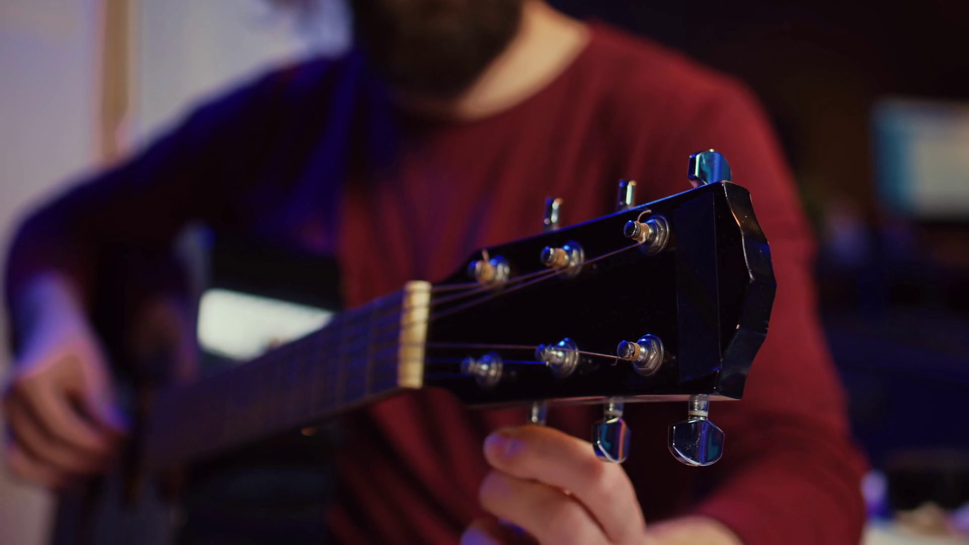 Musical Performer Tuning Guitar Twisting Stock Footage SBV-348902813 ...