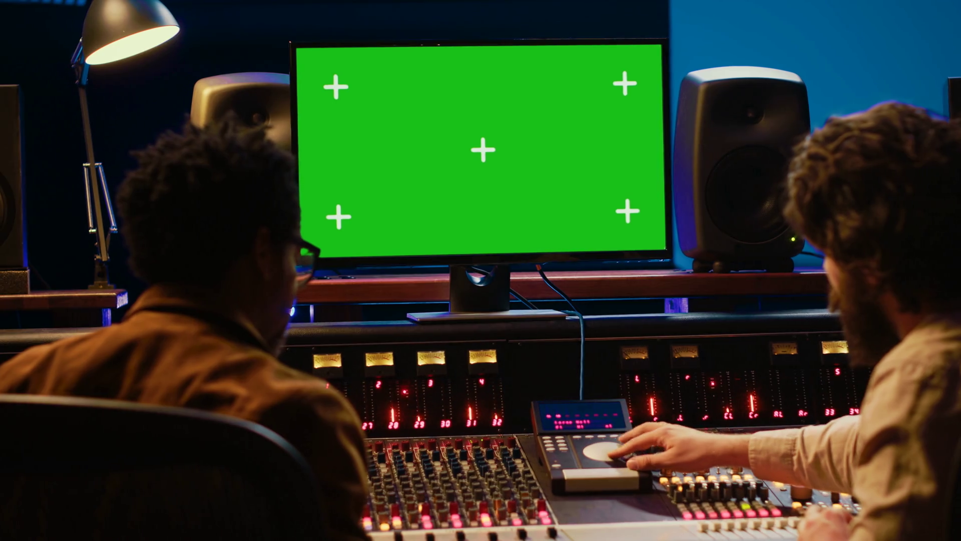 Diverse Producers Mixing Mastering Tracks Stock Footage SBV-348939025 ...