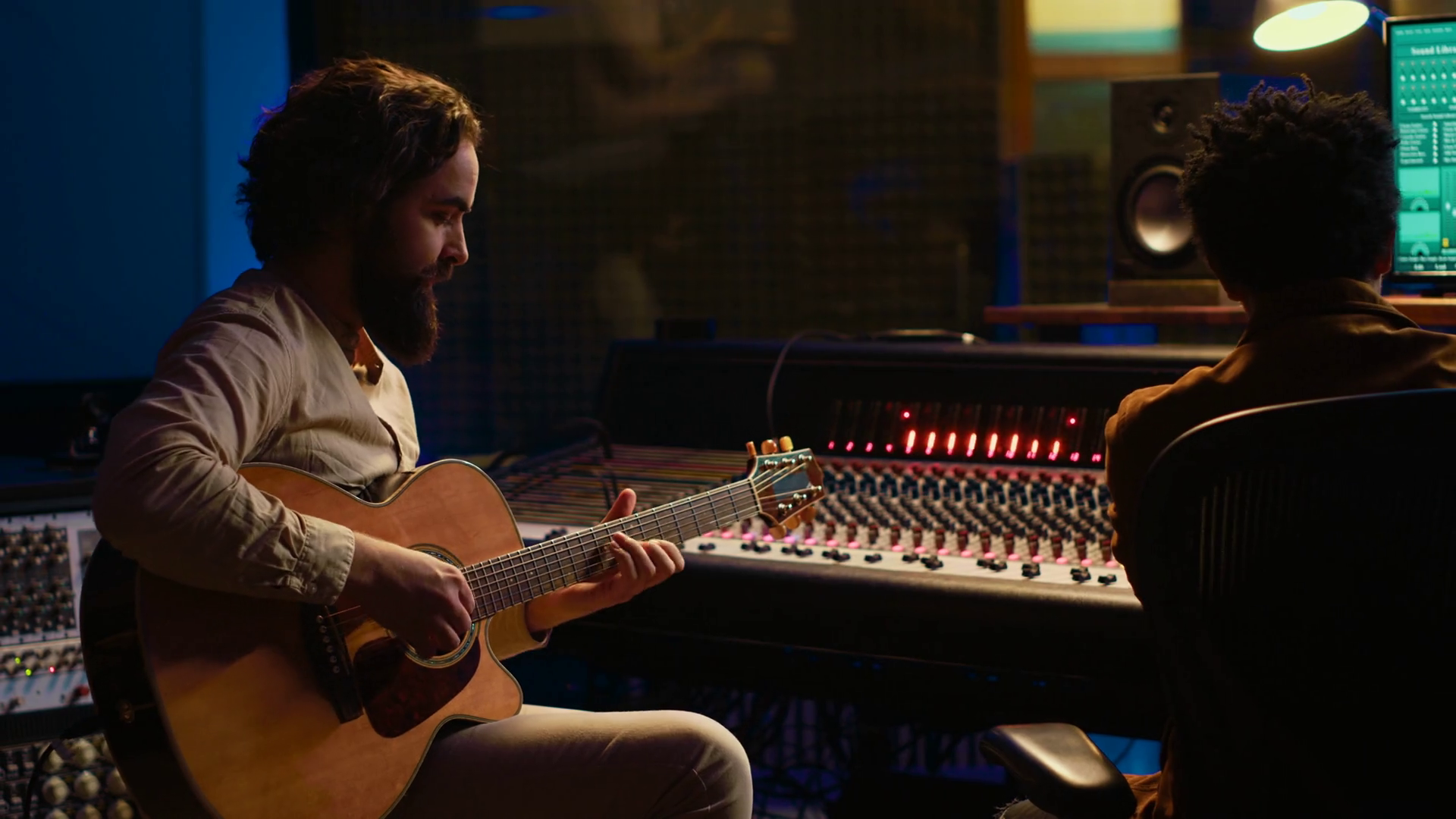 Musician Sound Engineer Recording Guitar Stock Footage SBV-348943971 ...