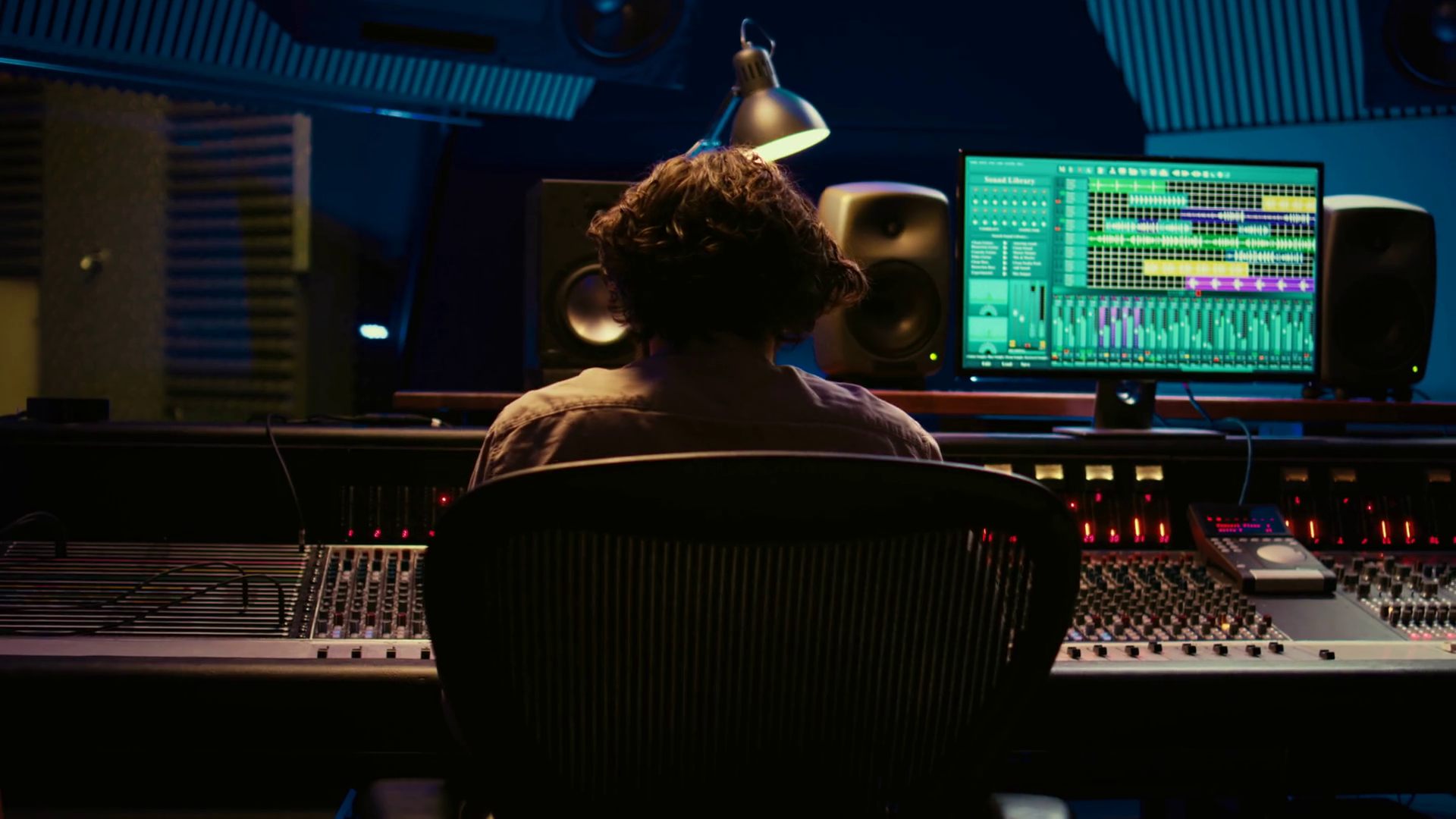 Tracking Engineer Processing Mixing Sound On Stock Footage SBV ...