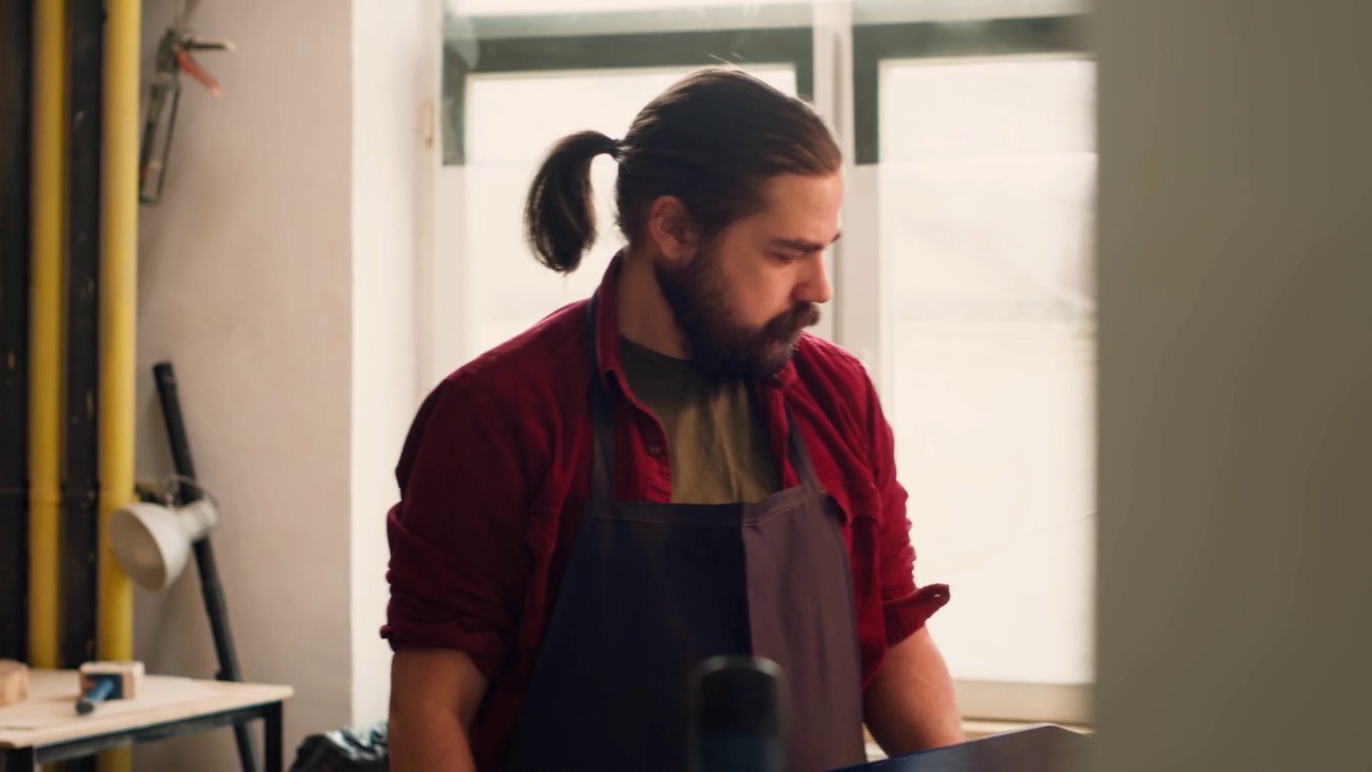 Craftsperson Drawing Blueprints On Notepad Stock Footage SBV-348952755 ...