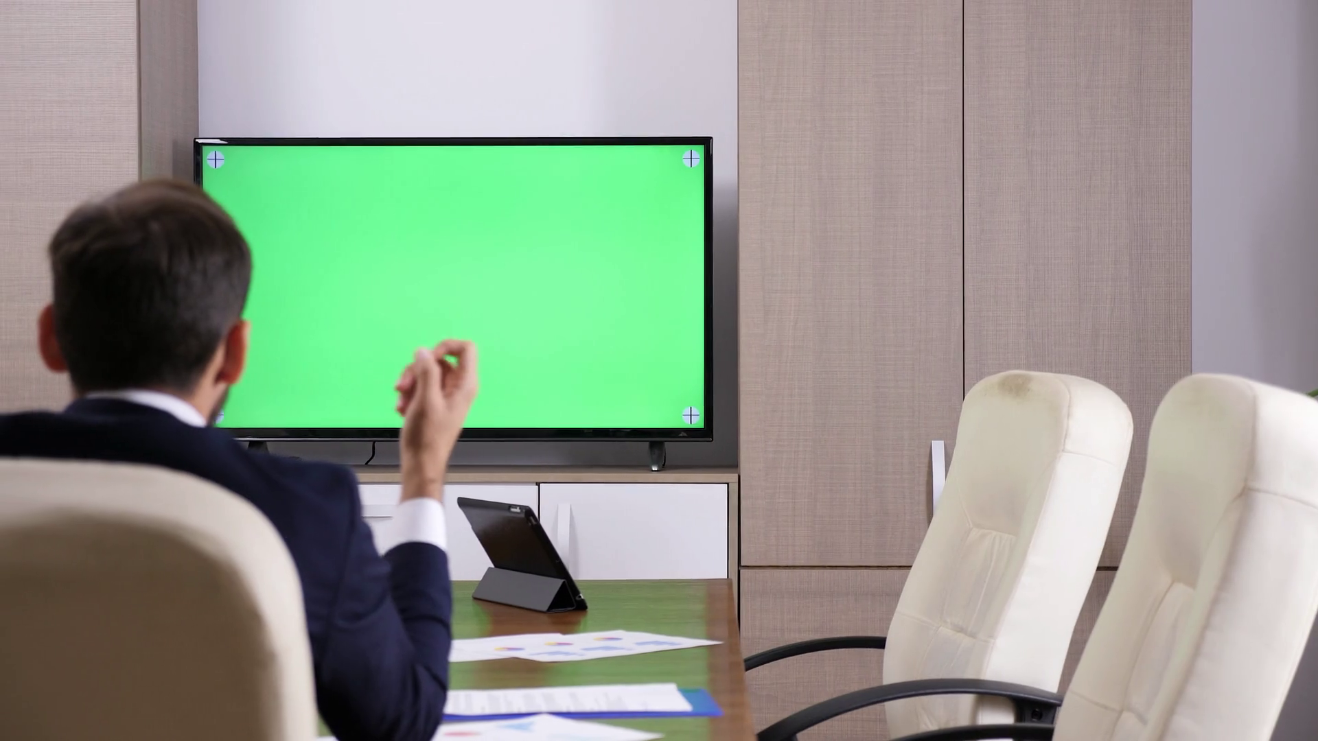 Back Of Businessman Head Talking To Green Stock Footage SBV-329304126 ...