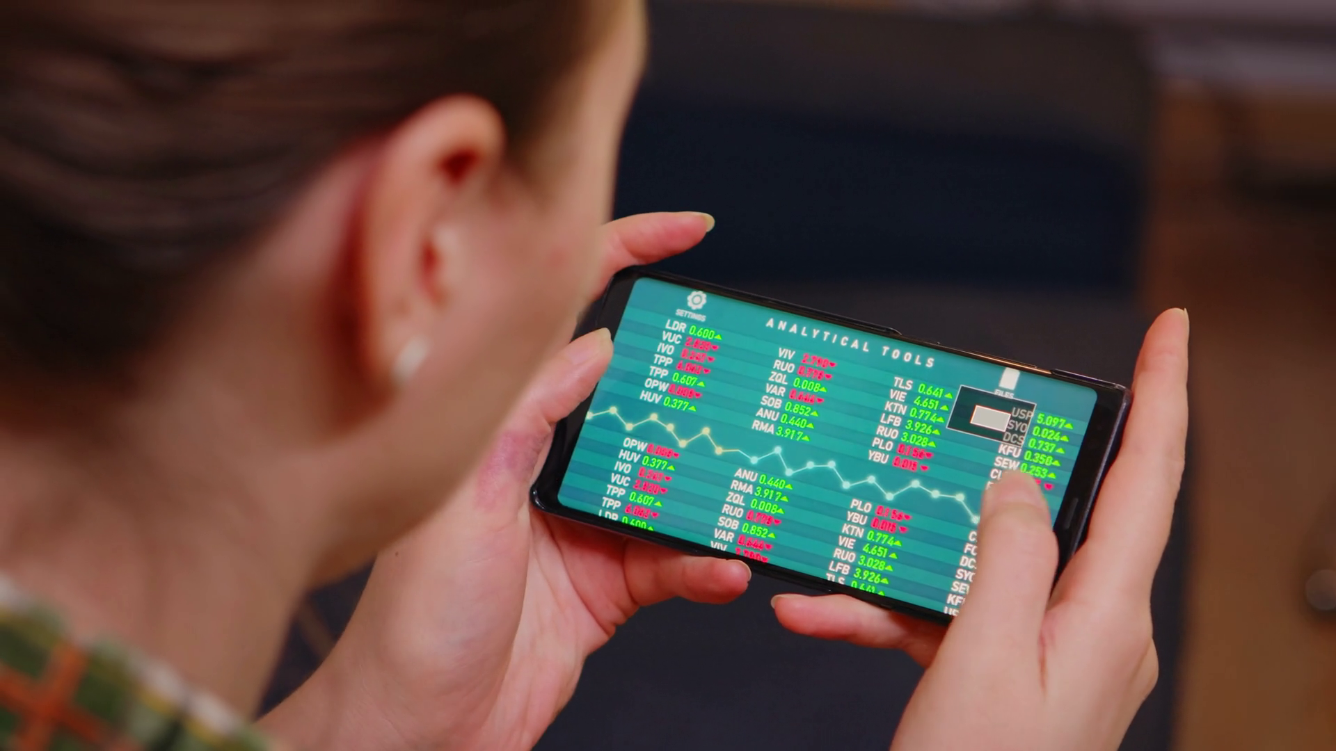 Back View Of Woman Checking Stock Trading Stock Footage SBV-338359282 ...