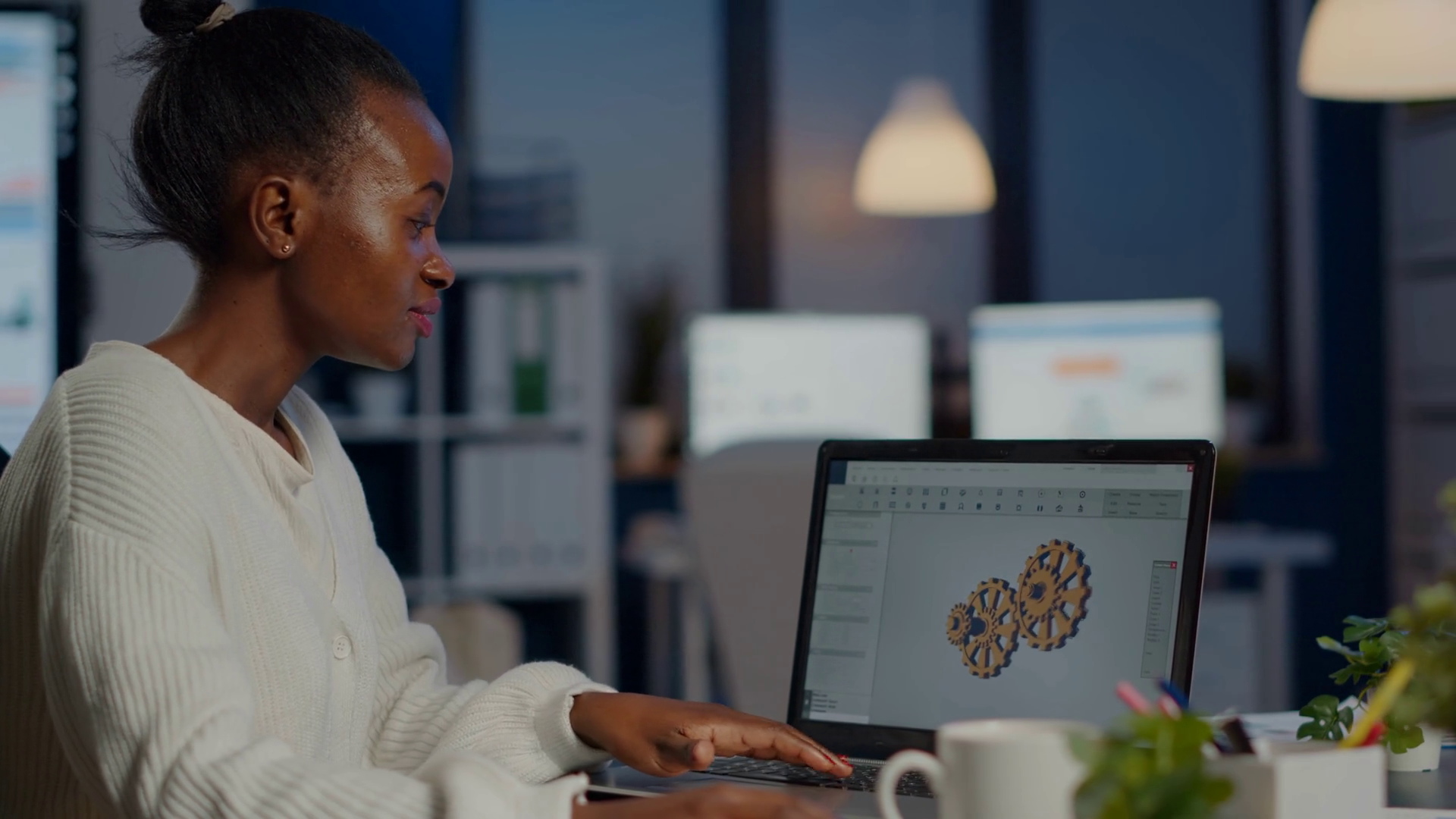 Black Woman Architect Working In Modern Cad Stock Footage SBV-346473329 ...