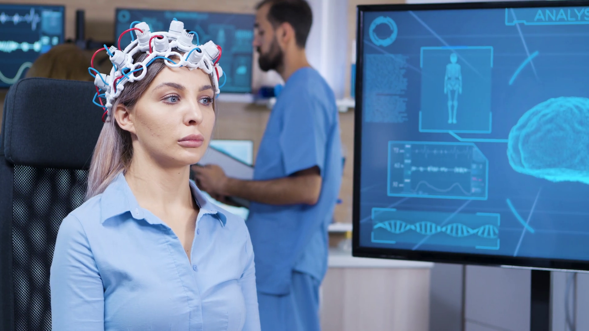 Brain Activity On Tv Screen From Female Stock Footage SBV-337926599 ...