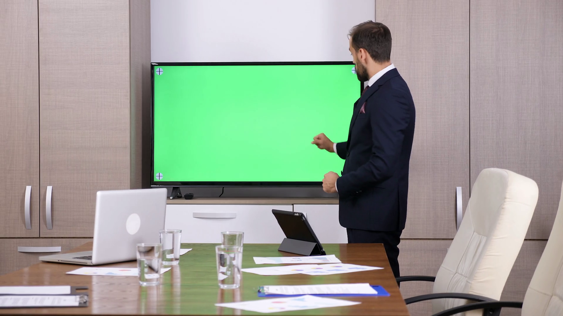 Businessman In Conference Room Pointing To Stock Footage SBV-329301963 ...