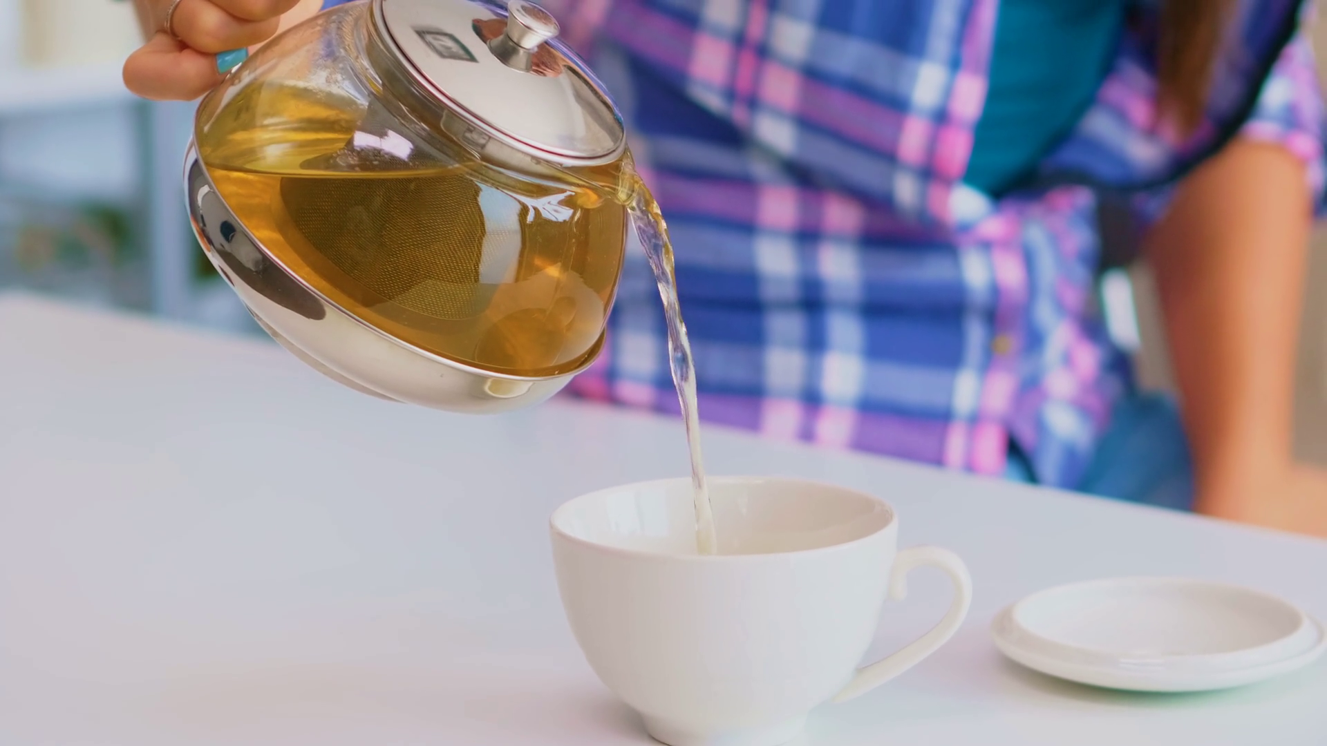 Tea Pouring Into Porcelain Cup: Morning Stock Footage SBV-338662983 ...