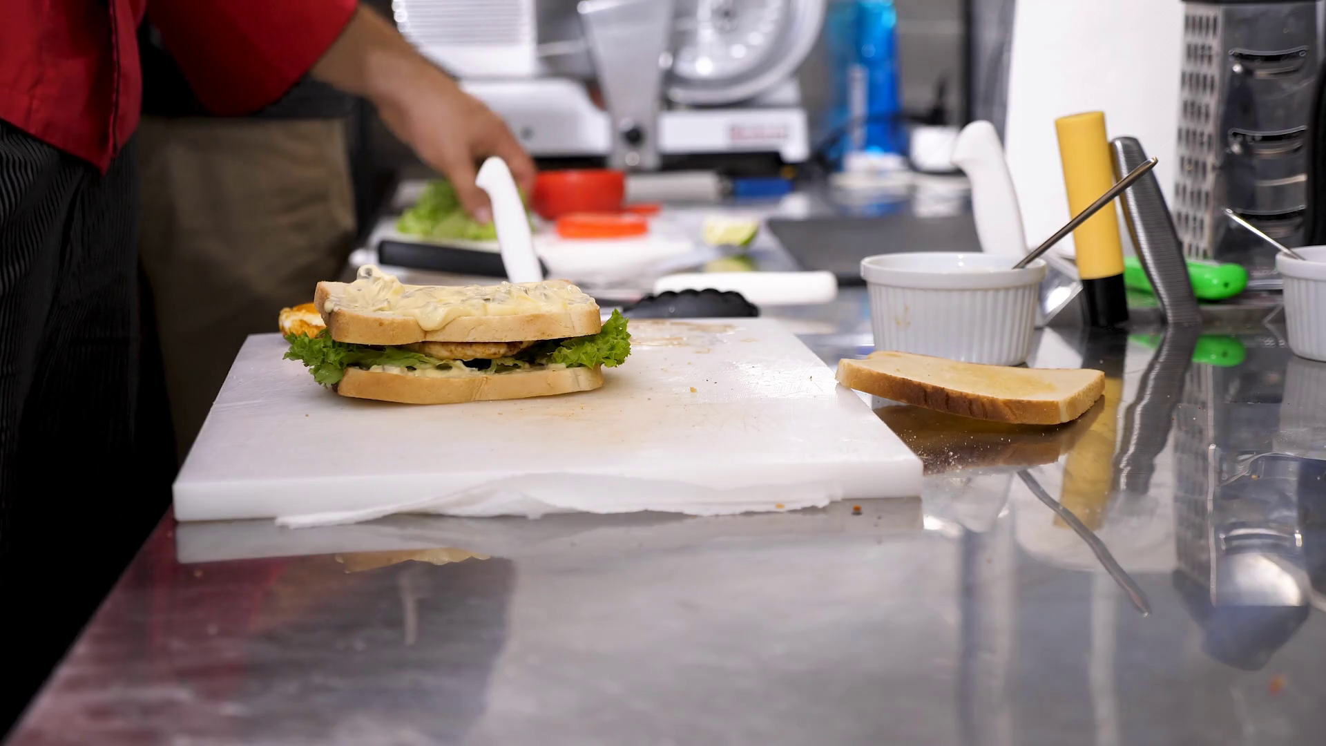 Cook Making Sandwich In Restaurant Kitchen Stock Footage SBV-327922788 ...