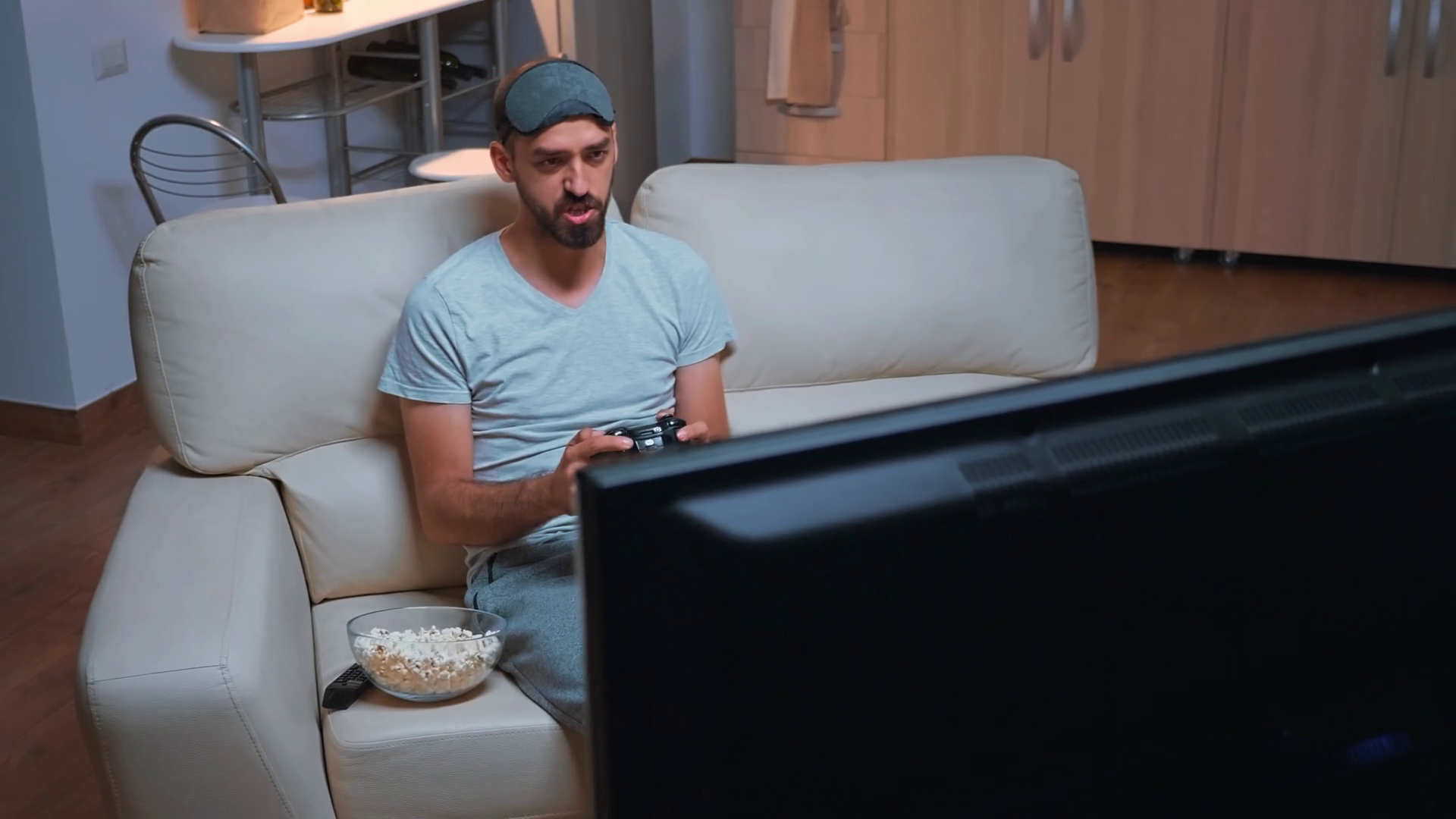 Disappointed Gamer Playing Soccer Videogame Stock Footage SBV-346462629 ...