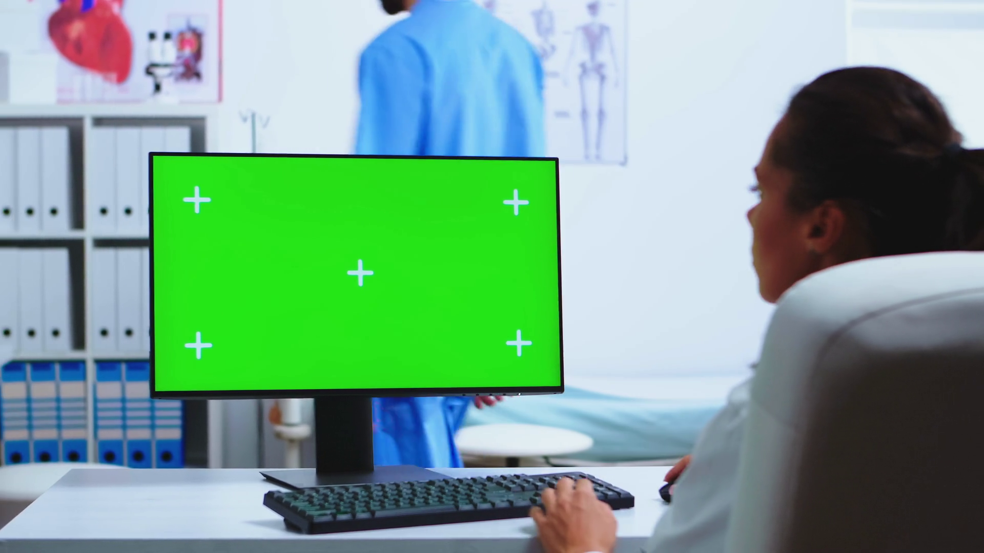 Doctor Working On Computer With Green Screen Stock Footage SBV ...