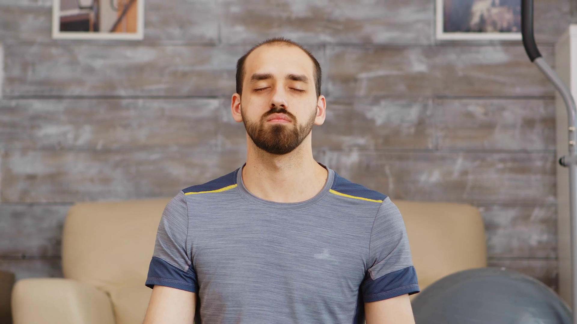 Guy Doing Breathing Exercise Stock Footage SBV-338523173 - Storyblocks