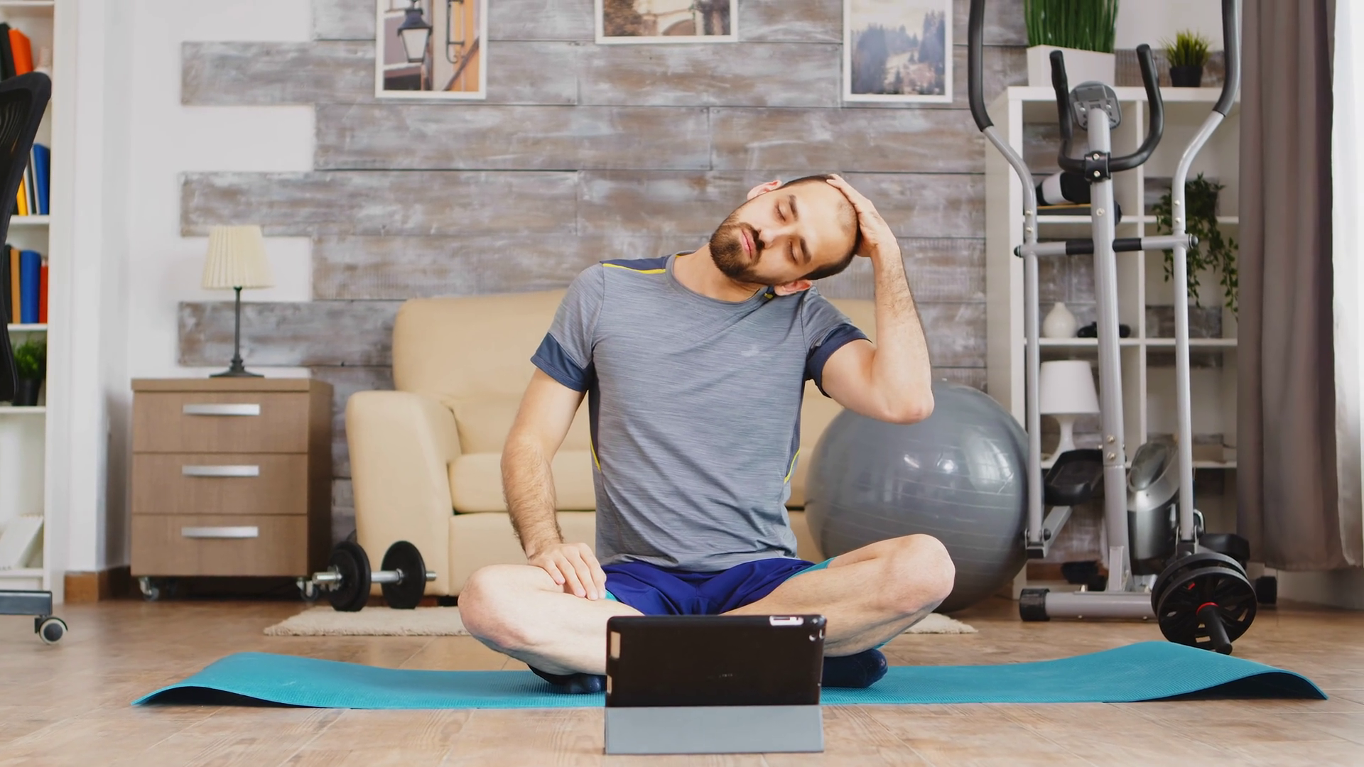 Guy stretching neck muscle Stock Video Footage 00:12 SBV-338523252 ...