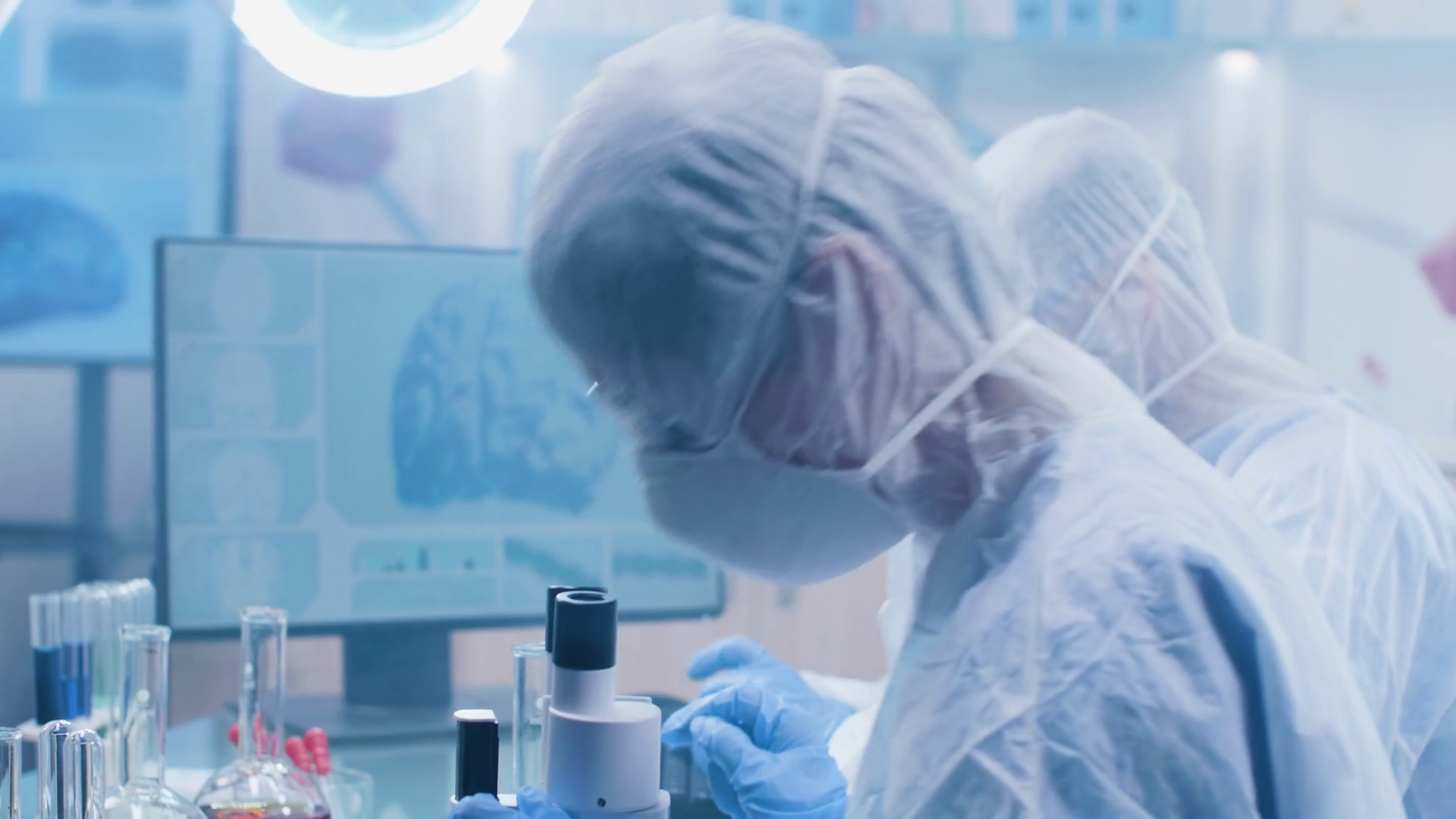 Handheld Footage Of Scientist Working In Lab Stock Footage SBV ...