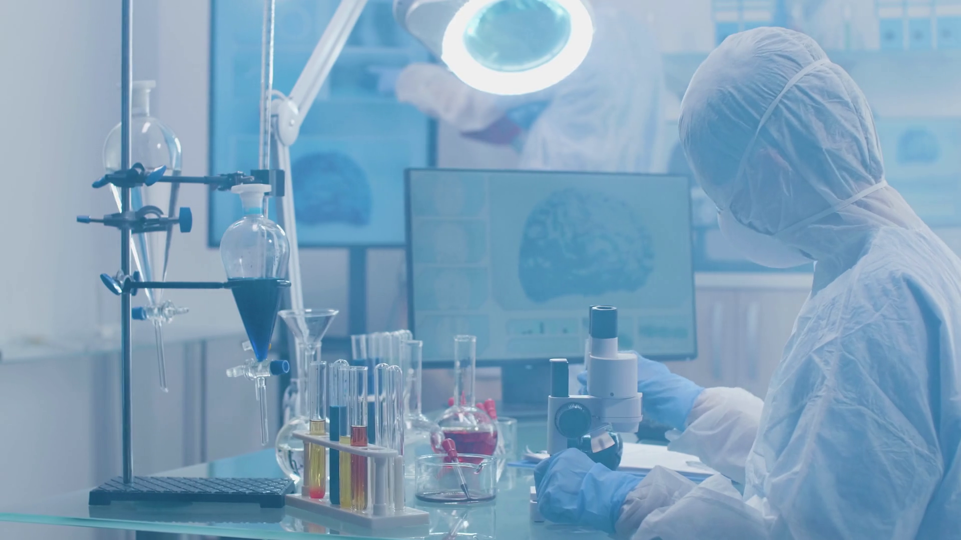 In High End Laboratory Filled With Smoke Two Stock Footage SBV ...