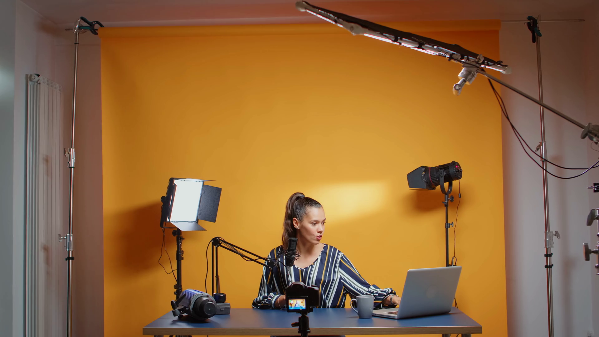 Influencer In Professional Studio Recording Stock Footage SBV-338655382 ...