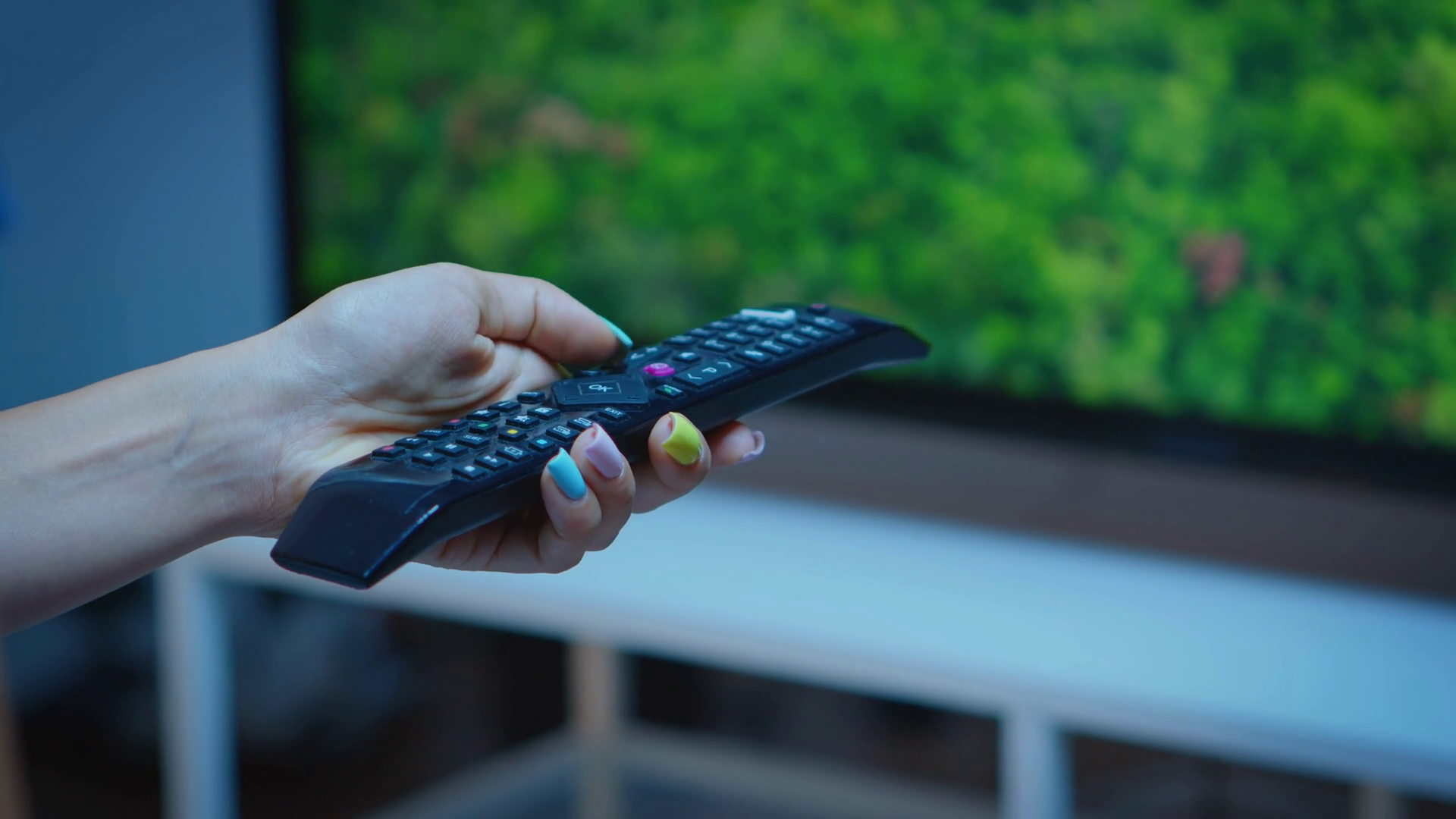 Lady Holding Tv Remote Control Pressing Stock Footage SBV-338727616 ...
